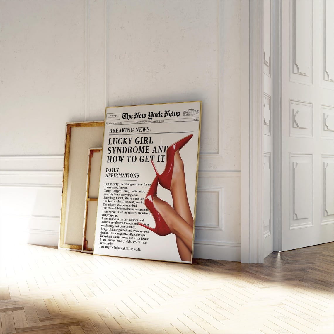Trendy Newspaper Red Heels Wall Art Cool Girl Wall Art, Aesthetic ...