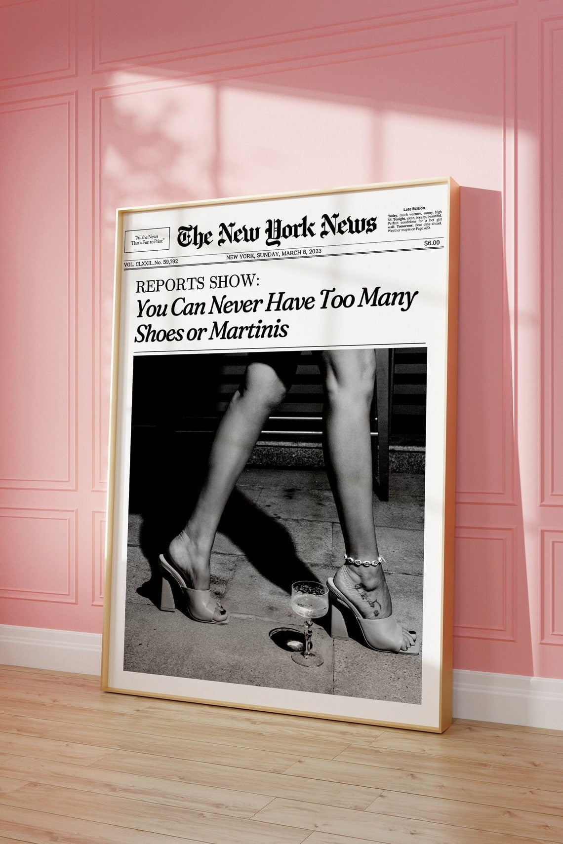 Trendy Newspaper Wall Print, Martini, Preppy Prints, New York News ...