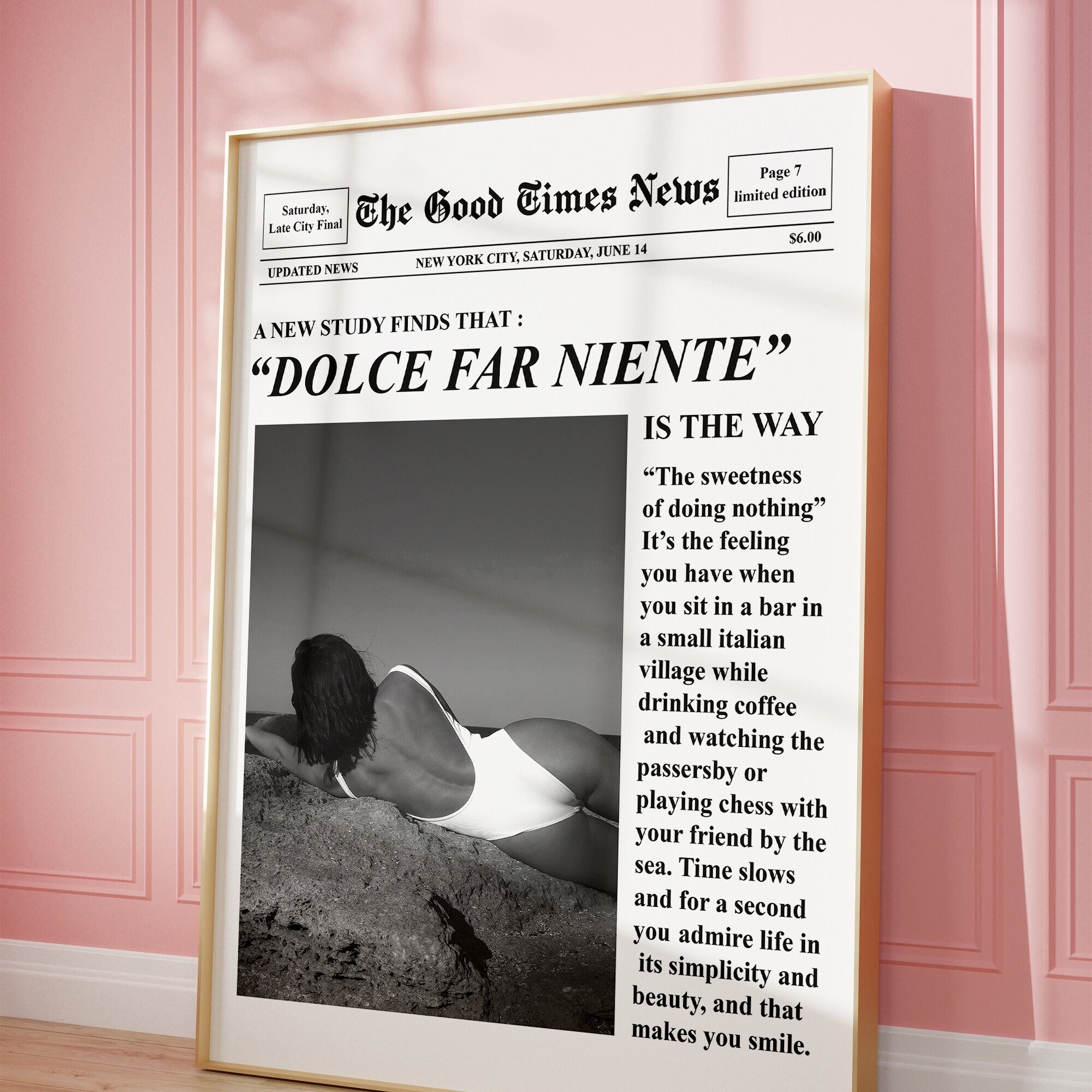 Trendy Newspapers Print, Vintage Bar Cart, Dolce Far Niente Poster ...