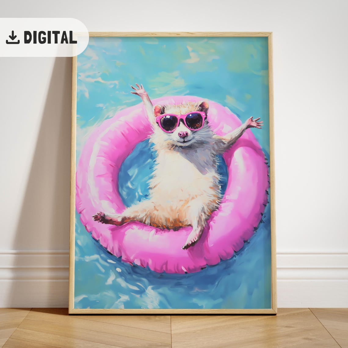 Trendy Opossum Poster Summer Pool Party Decoration Positive Vibe Art ...