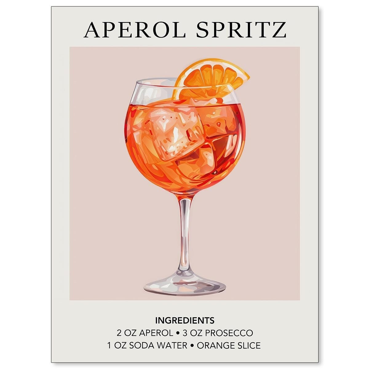 Trendy Orange Aperol Spritz Wall Art Retro Cocktail Elegant Minimalist ...