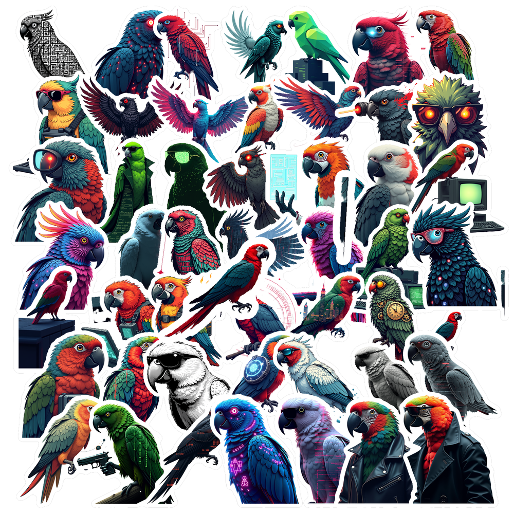 Trendy Parrot Theme Stickers, Waterproof Parrot Theme Sticker for Water ...