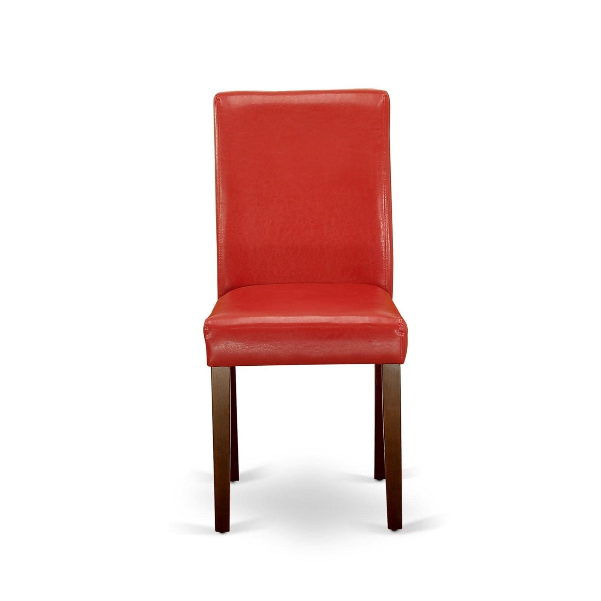 Trendy Parsons Dining Chairs Set of 2, Firebrick Red PU Leather, High ...