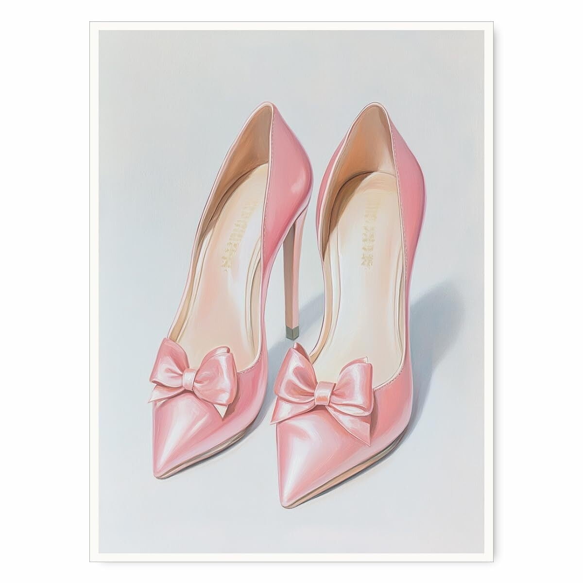 Trendy Pink High Heels Wall Art Realistic Fashion Canvas Poster Glossy ...