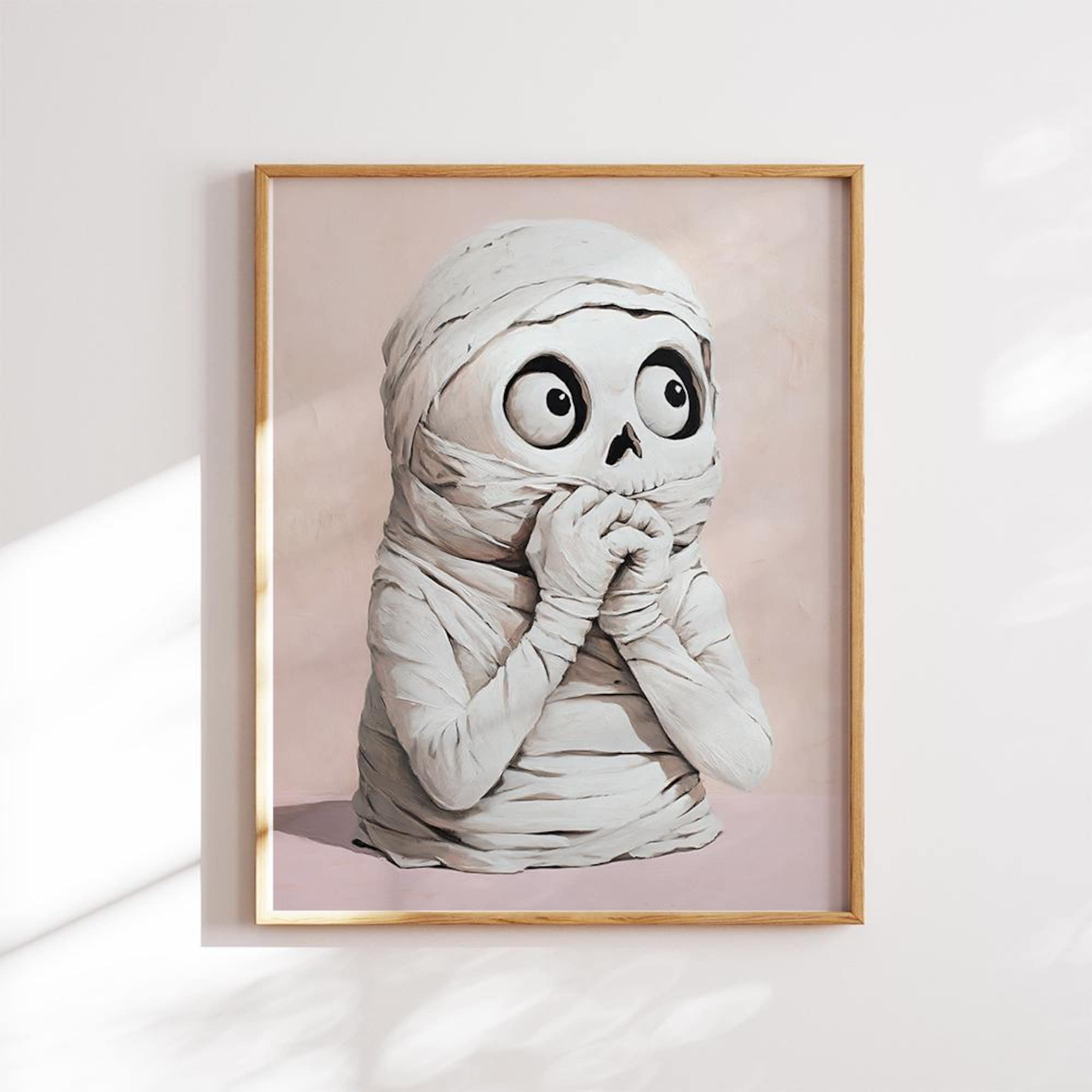 Trendy Pink Mummy Wall Art Print Poster With Mummy Skeleton Artwork ...