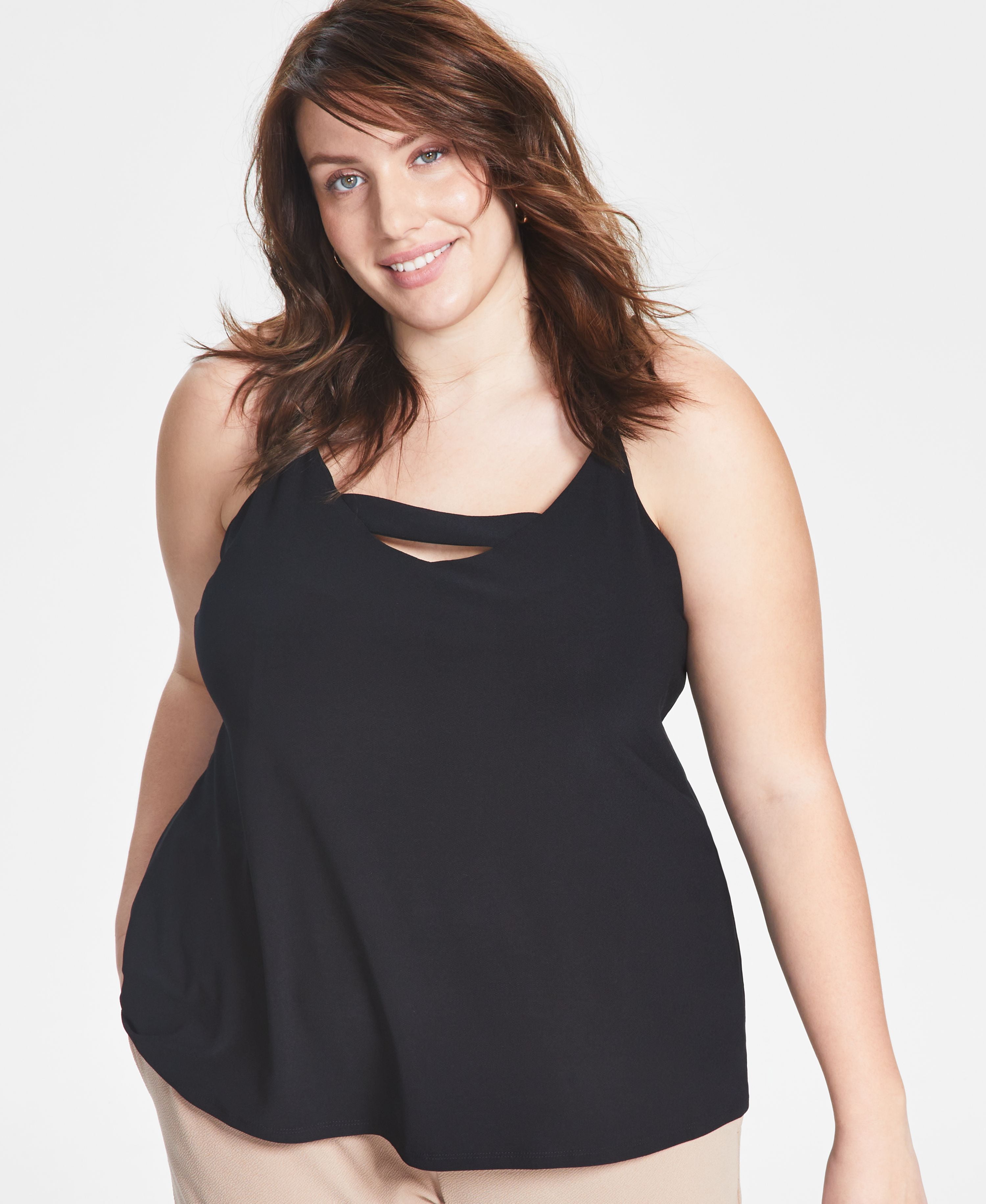 Trendy Plus Size Zip-Back Halter Top Deep Black 4X - Walmart.com