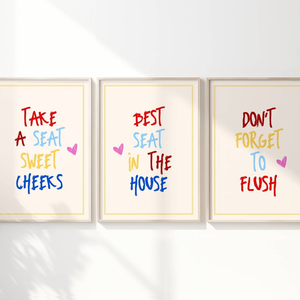 Trendy Preppy Bathroom Wall Decor, Maximalist Bathroom Posters, Funky ...