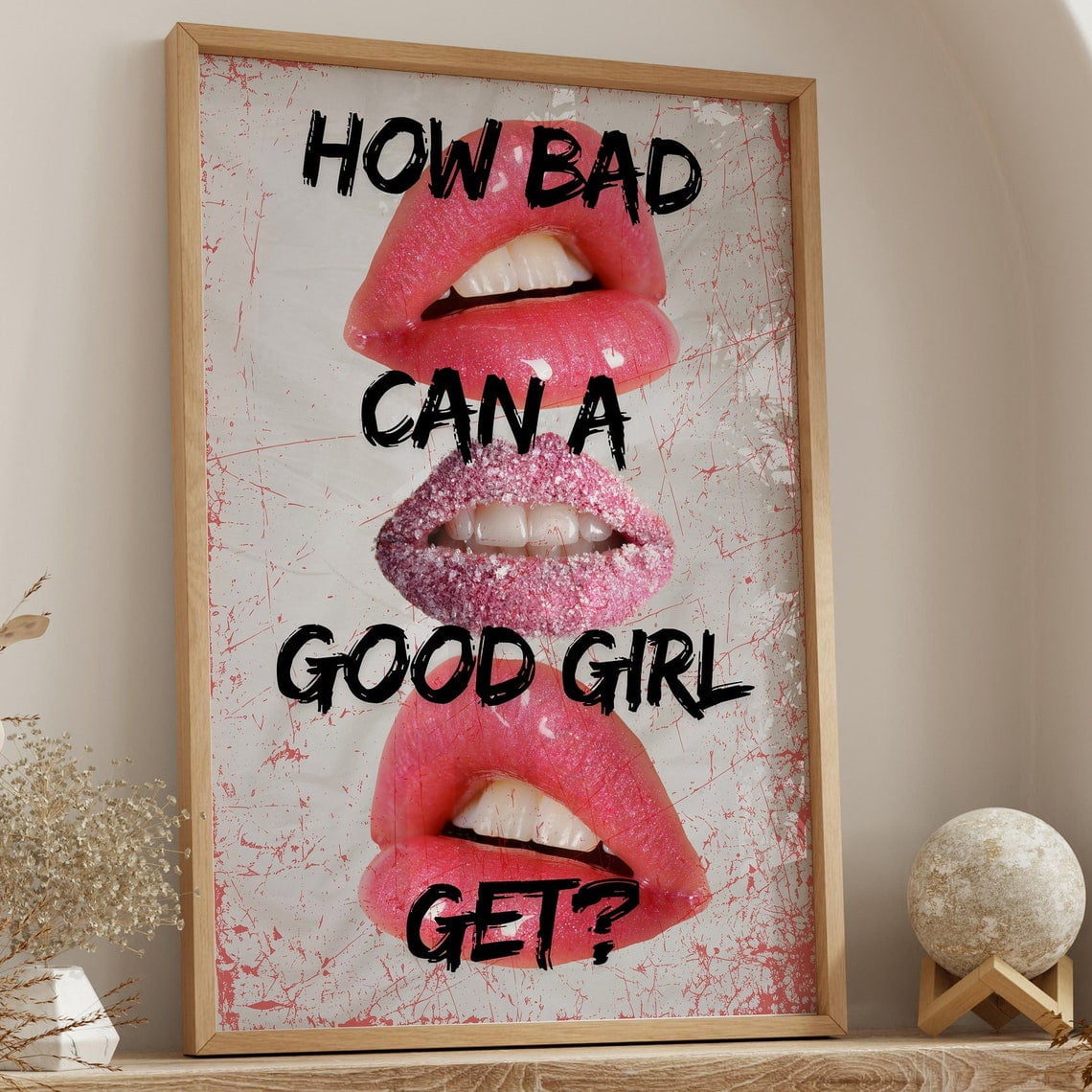 Trendy Preppy Pink Wall Art, How Bad Can A Good Girl Get Print, Girly ...
