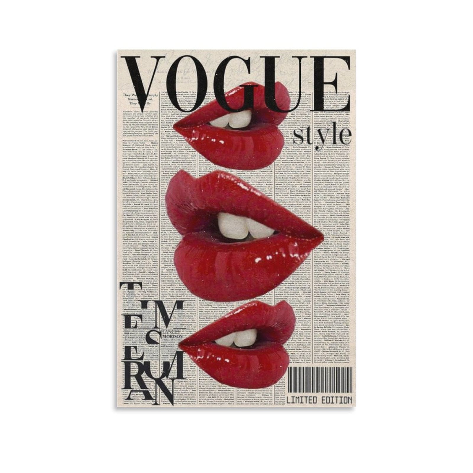 Trendy Preppy Red Lips Room Aesthetic Unframe-style12x18inch(30x45cm ...