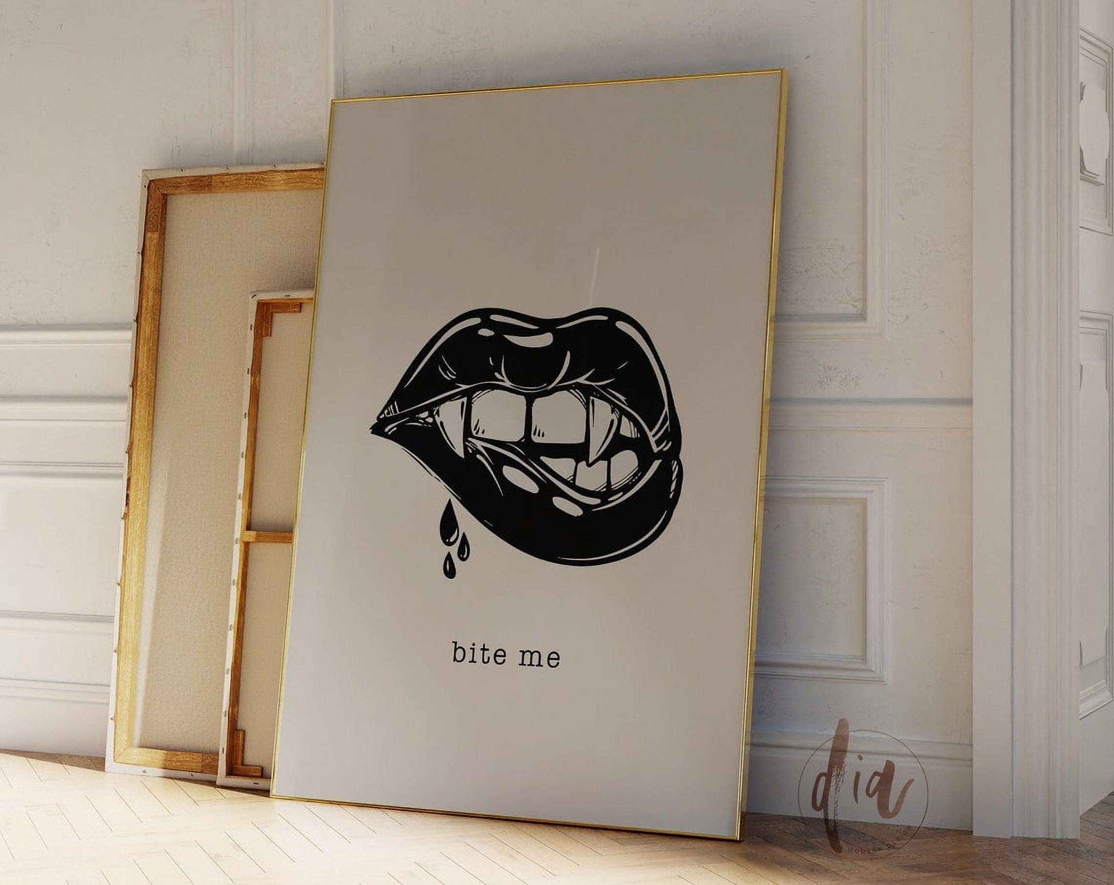 Trendy Print, Bite Me Poster, Vampire Lips, Party Decor, Gallery Wall ...