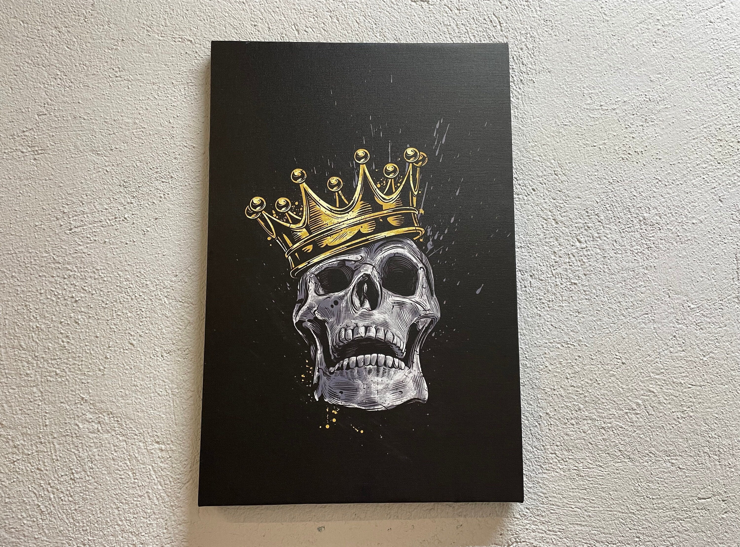 Trendy Printed, Black and Gold Canvas Decor, Modern Canvas Gift, Skull ...