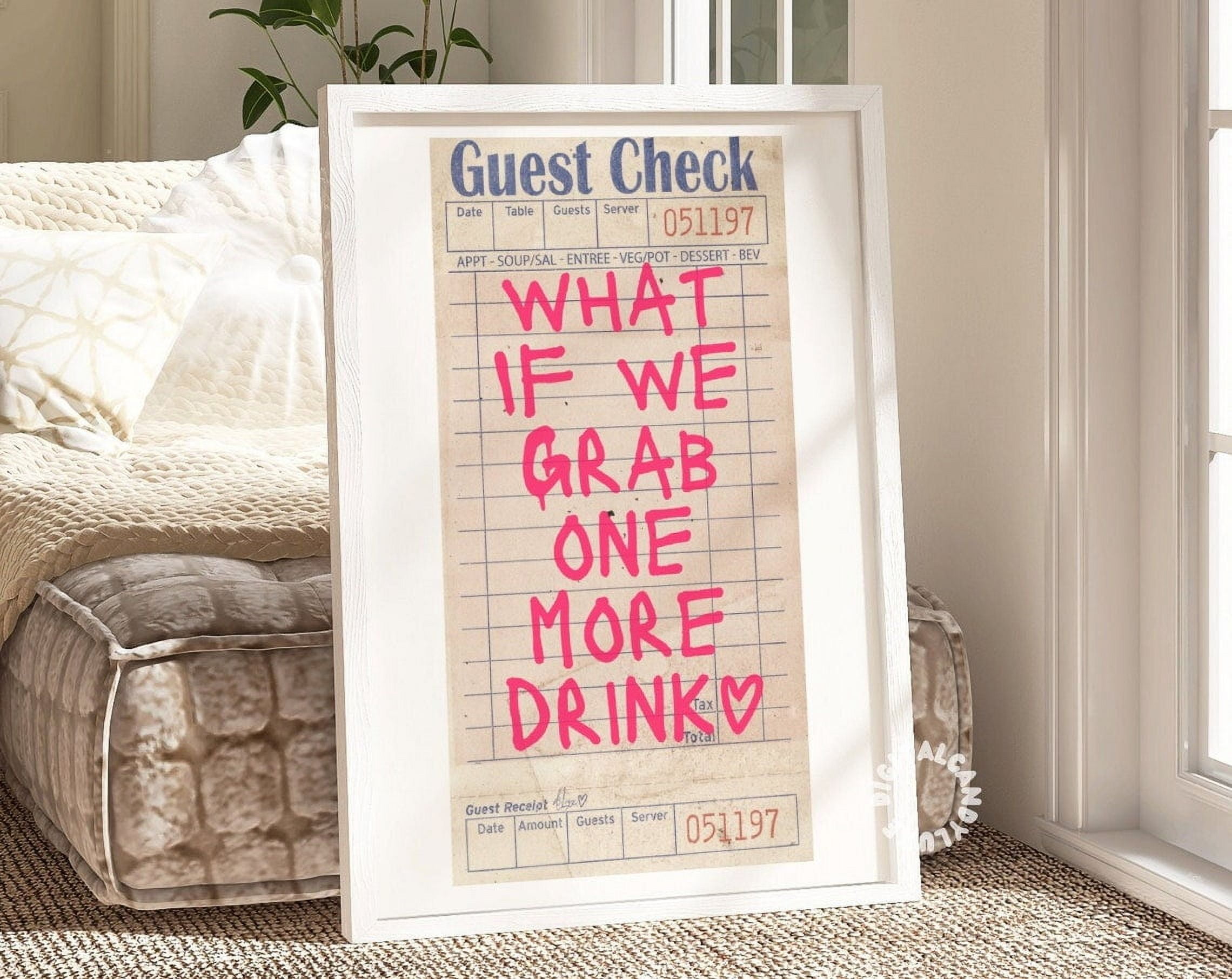Trendy Prints Guest Check One More Drink Wall Art Print Bar Cart Decor ...