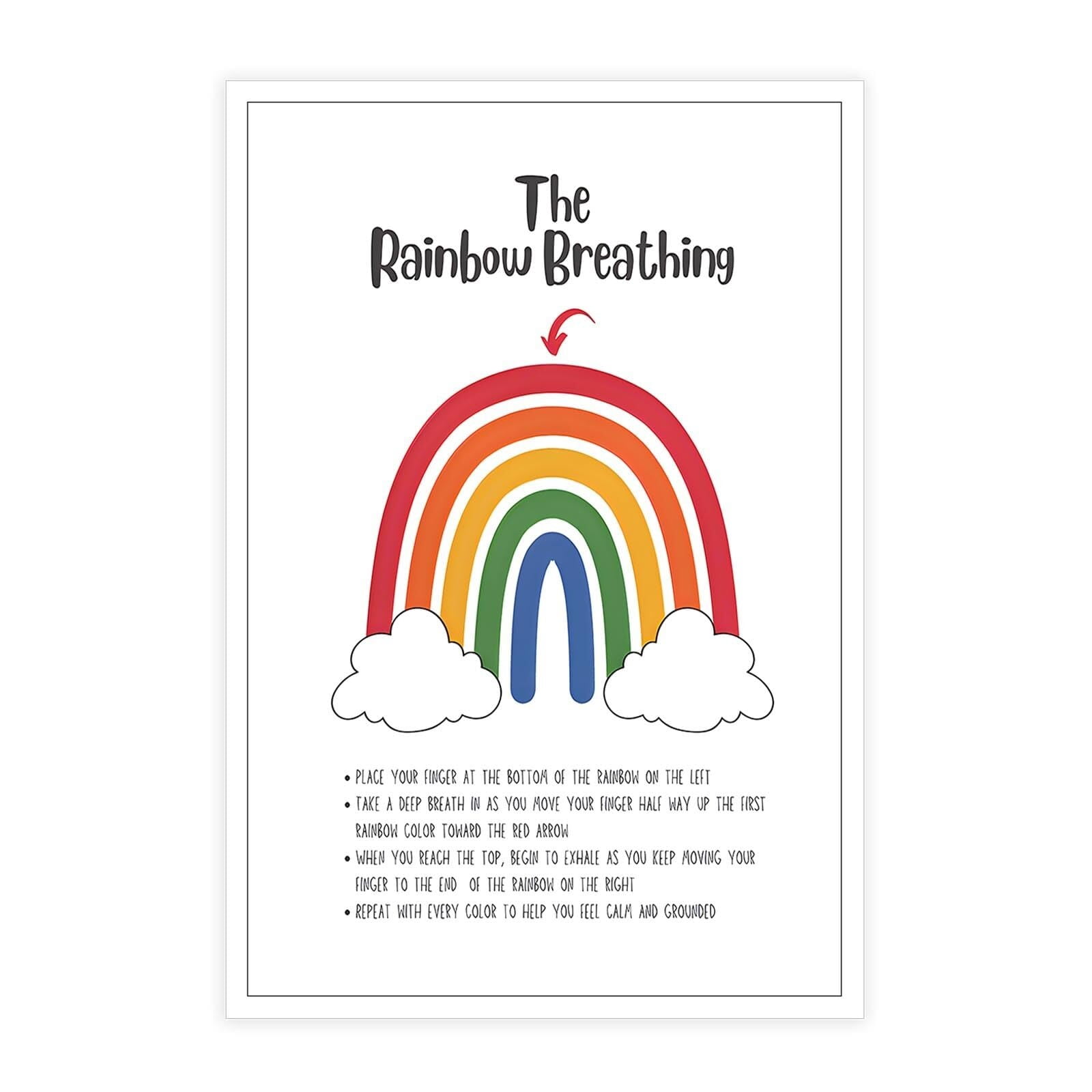 Trendy The Rainbow Breathing Posters Cute School Counselor Dbt Therapy ...