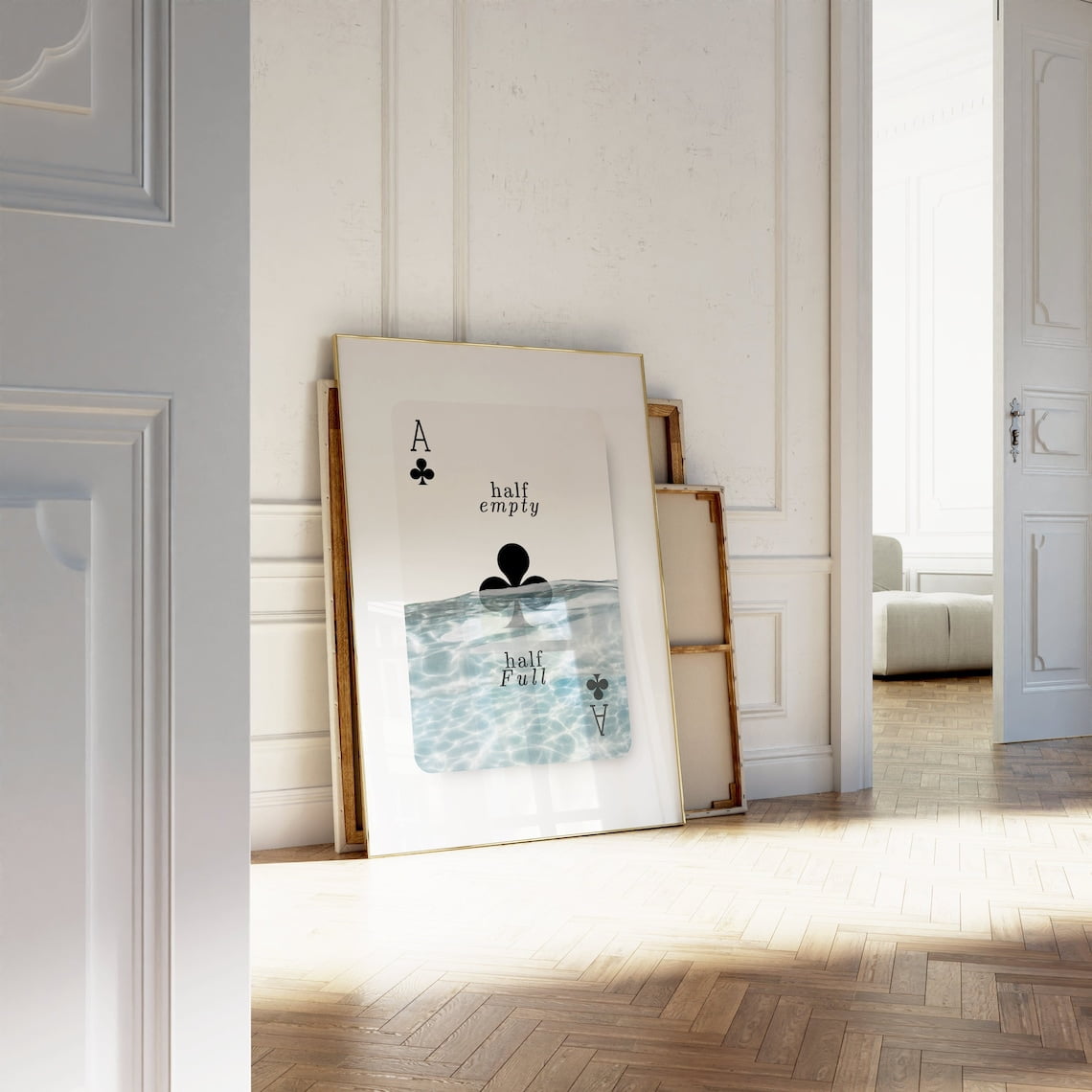 Trendy Retro Playing Cards Prints Aesthetic Ace Card Poster, Half Empty ...