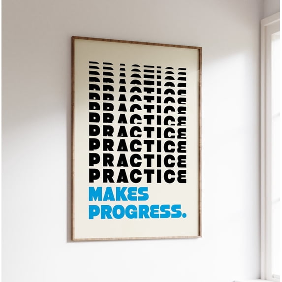 Trendy Retro Practice Makes Progress Print, Practice Makes Progress ...
