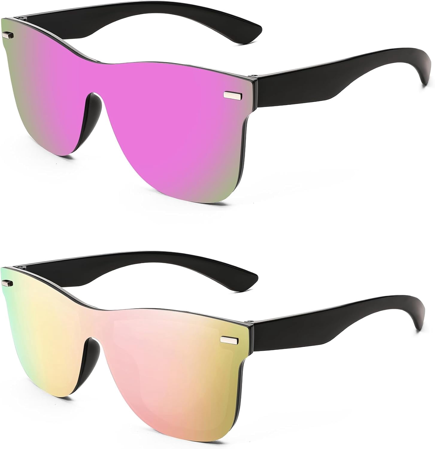 Trendy Rimless Mirrored One Piece Lens Sunglasses Reflective Sun ...