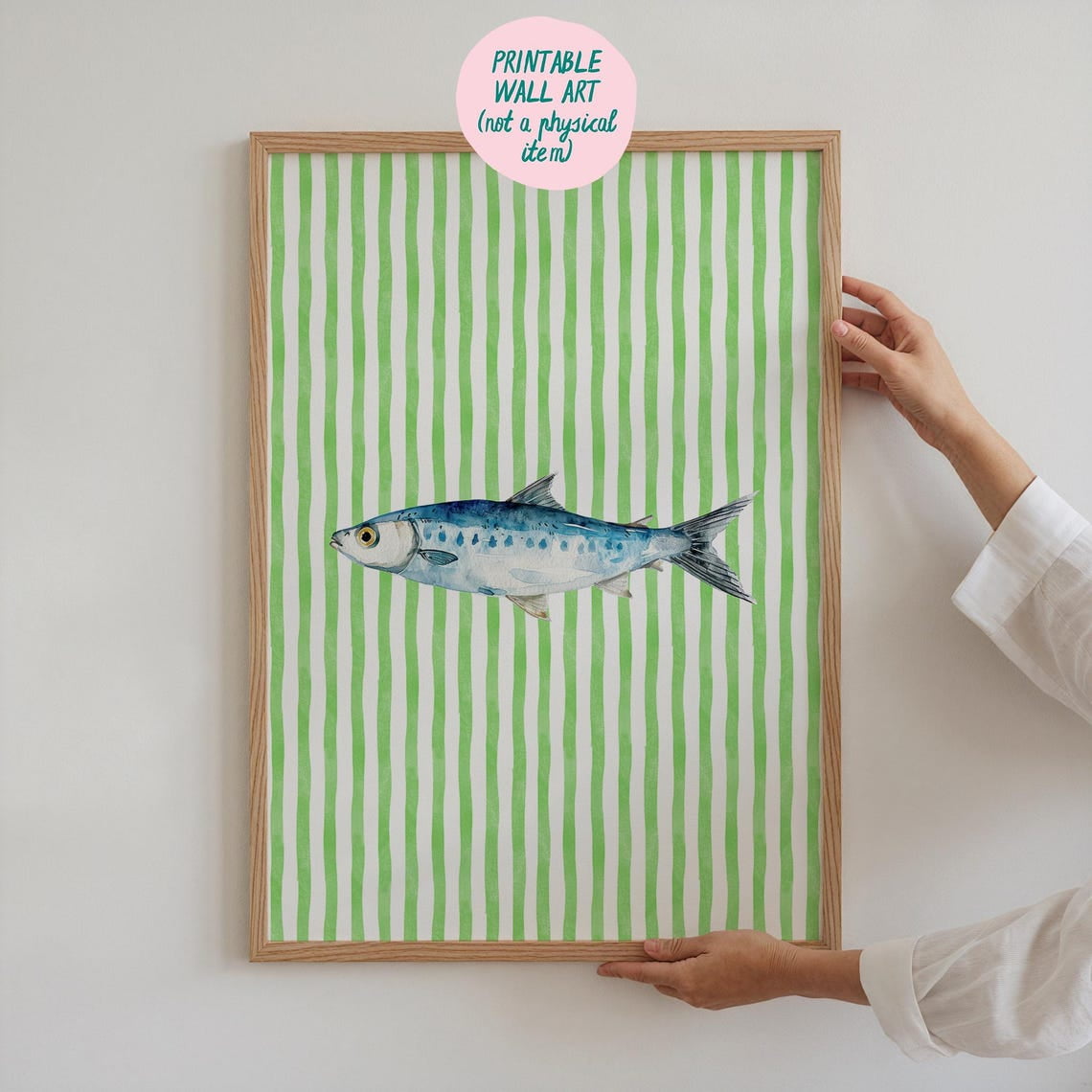 Trendy Sardine Art Print, Fish Art Print, Striped Sardine Print ...