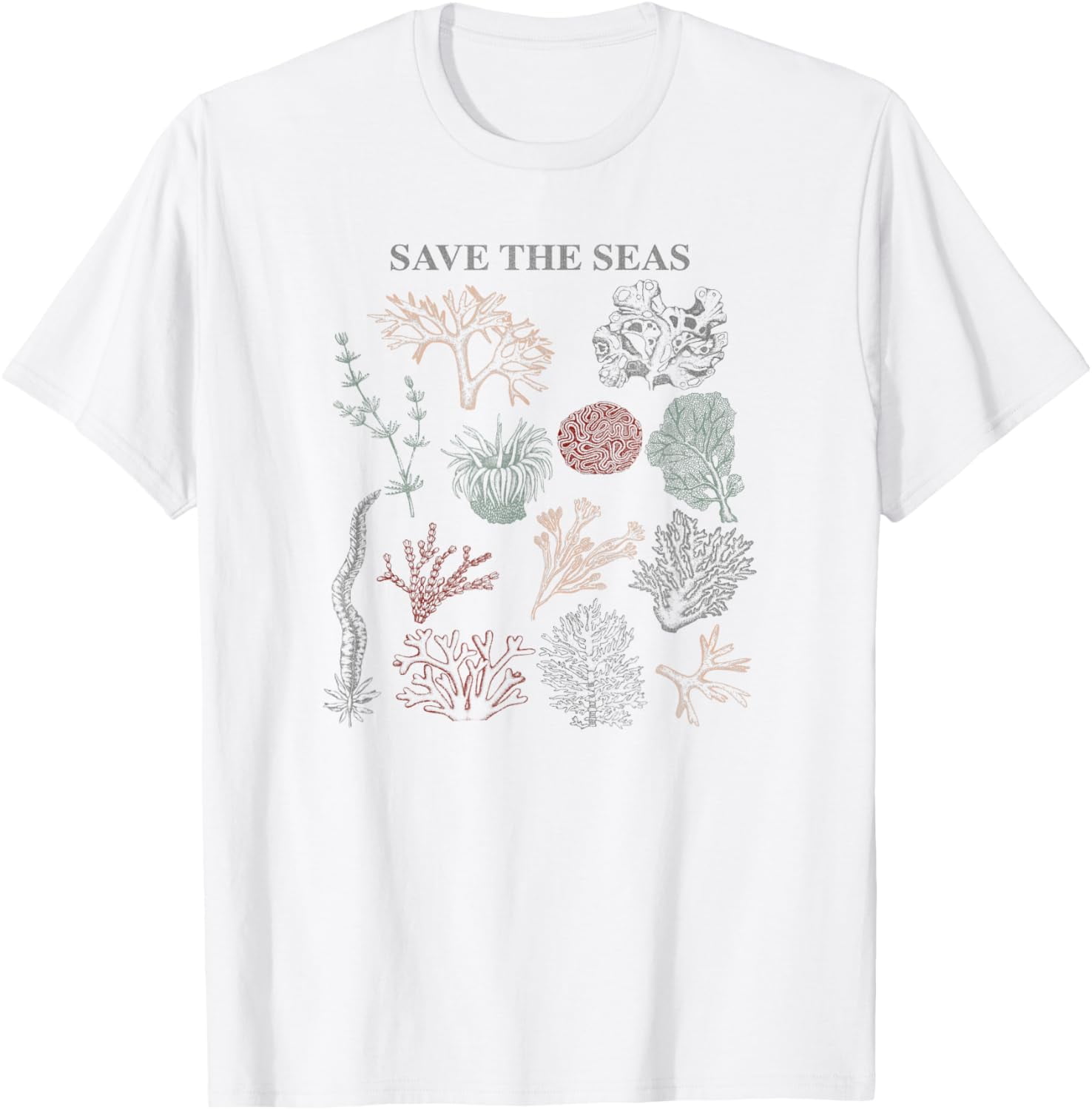 Trendy Save The Seas Coral Reef Identification Chart T-Shirt men and women can wear, black ...