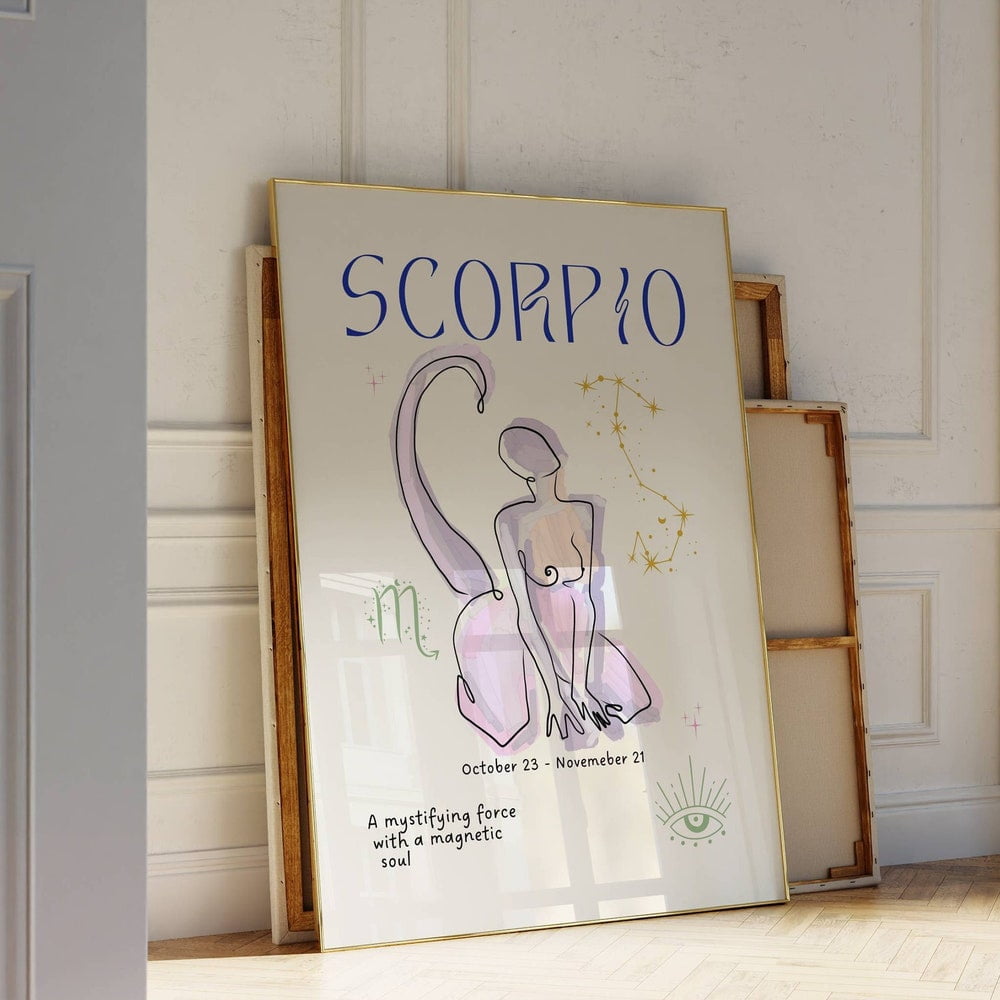 Trendy Scorpio Zodiac Sign Print, Star Sign Poster, Celestial Spiritual ...