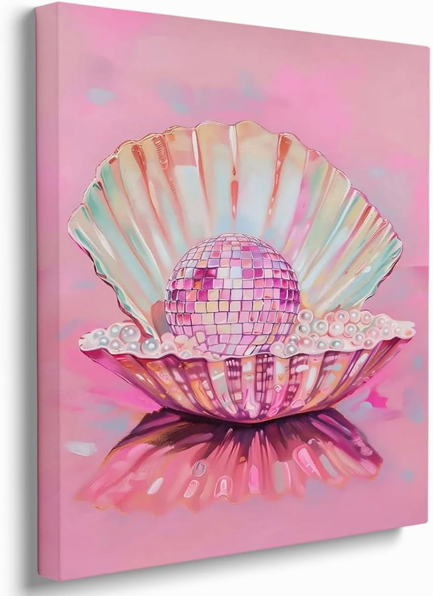 Trendy Seashell Disco Ball Poster - Beachy Room Decor Coastal Painting ...