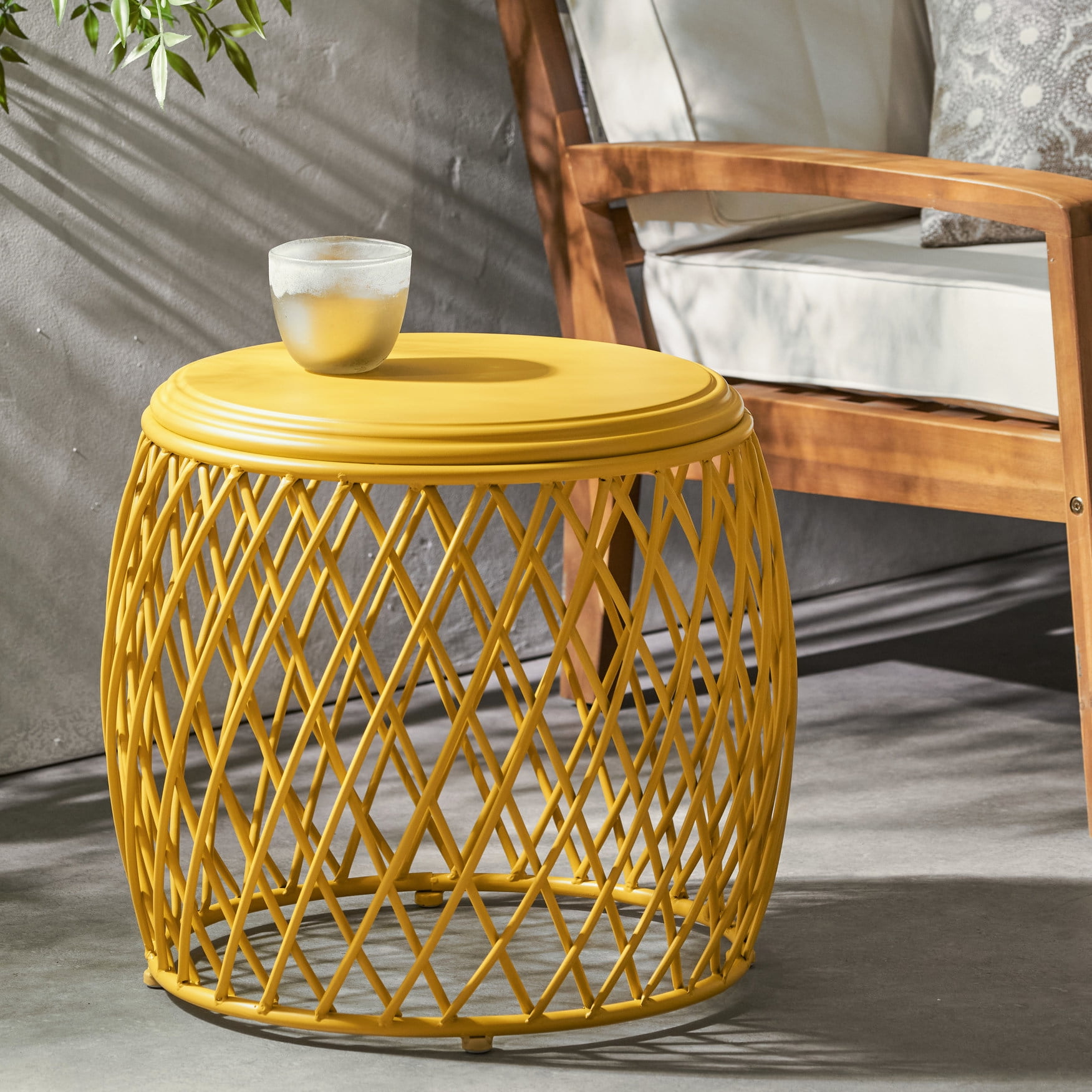 Trendy Side Table | For Setting Sunscreen on Patio | Iron with Lattice ...