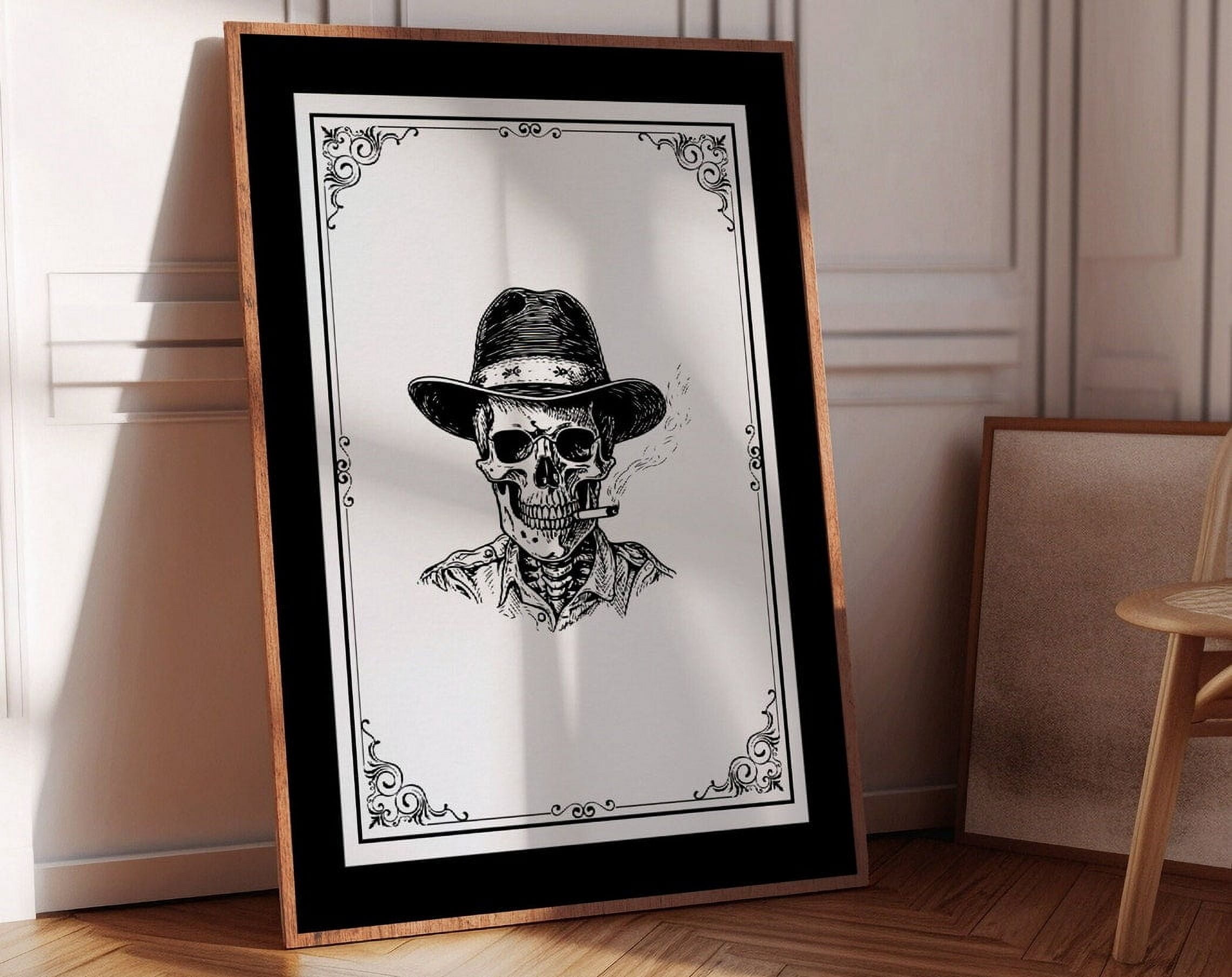Trendy Skull Poster, Western Gothic Wall Art, Eclectic Skeleton Print ...