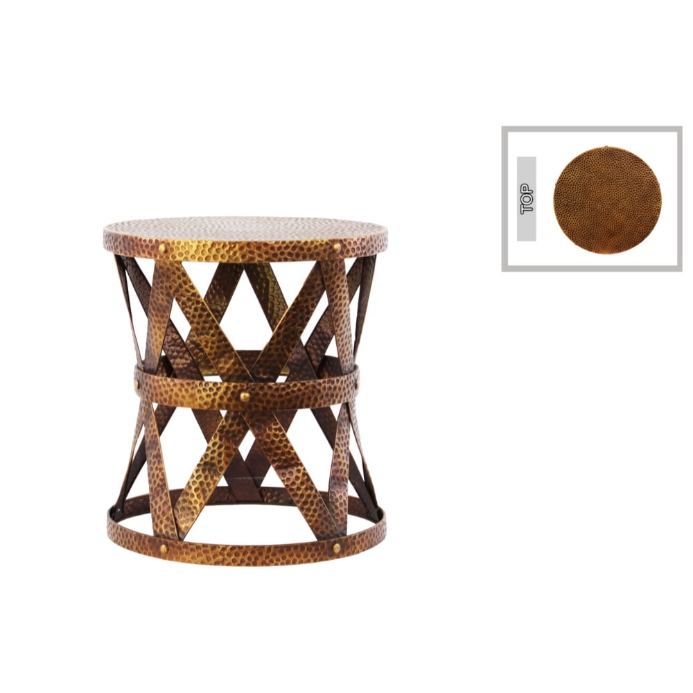 Trendy Small Round Accent Table - Lattice Girder Design and Dimpled ...