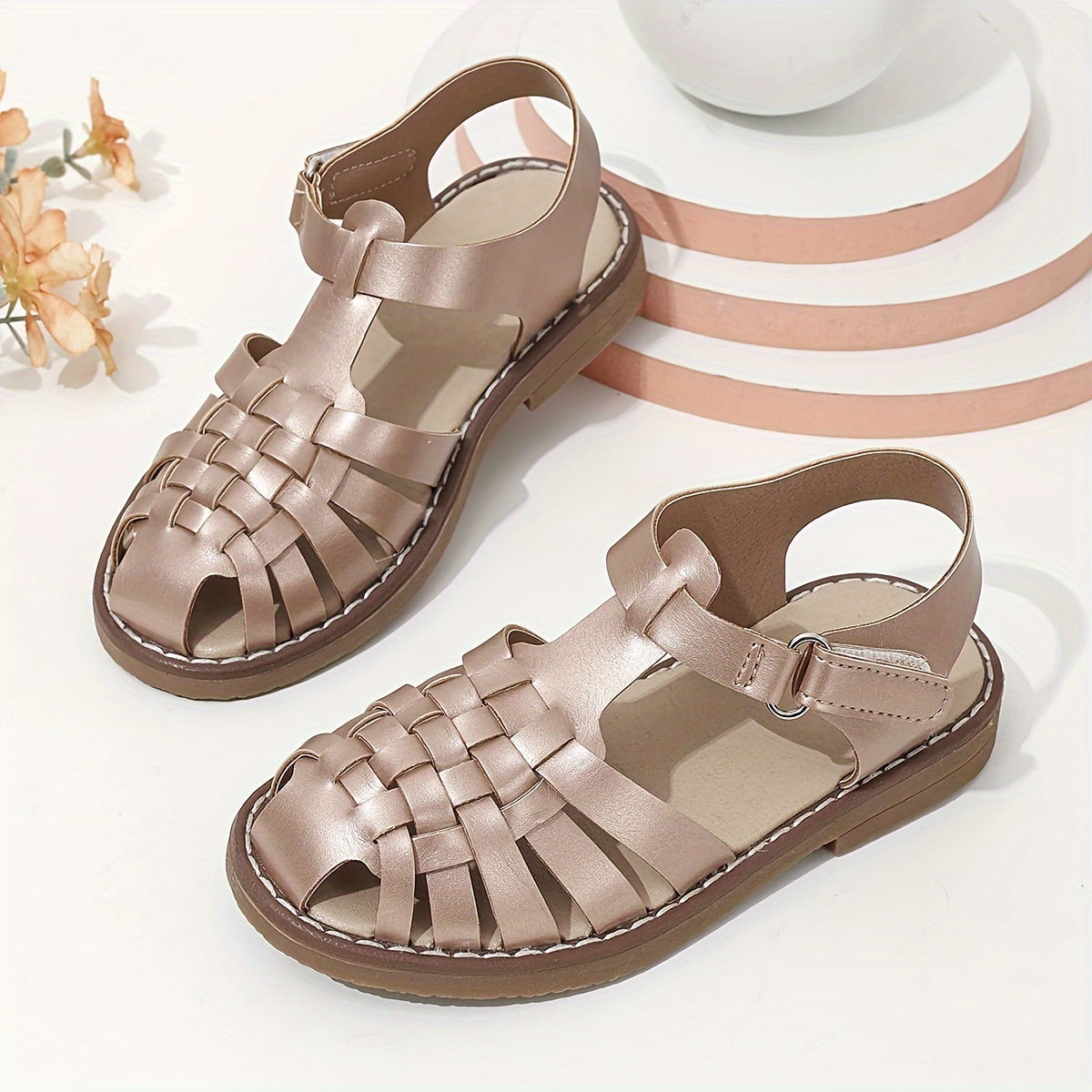 Trendy Solid Color Sandals For Girls, Breathable Lightweight Sandals ...