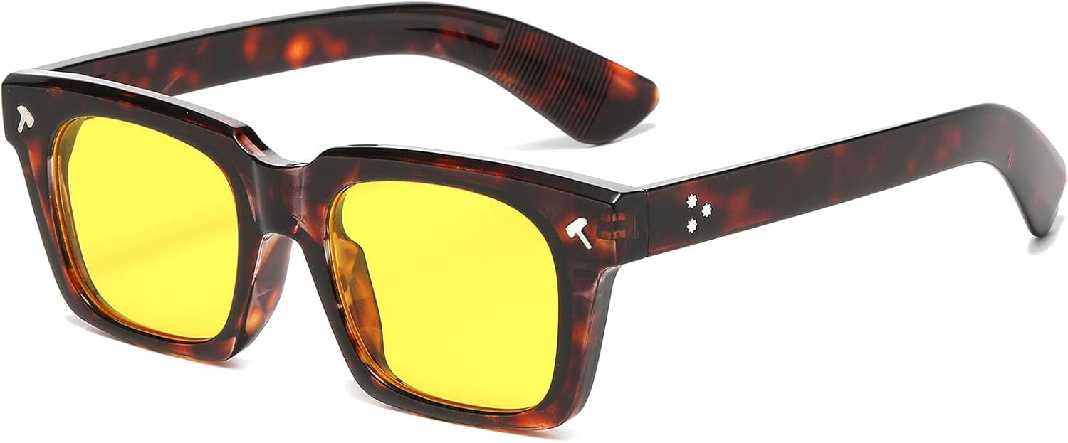 Trendy Square Sunglasses for Men Women Square Frame Sun Glasses with ...