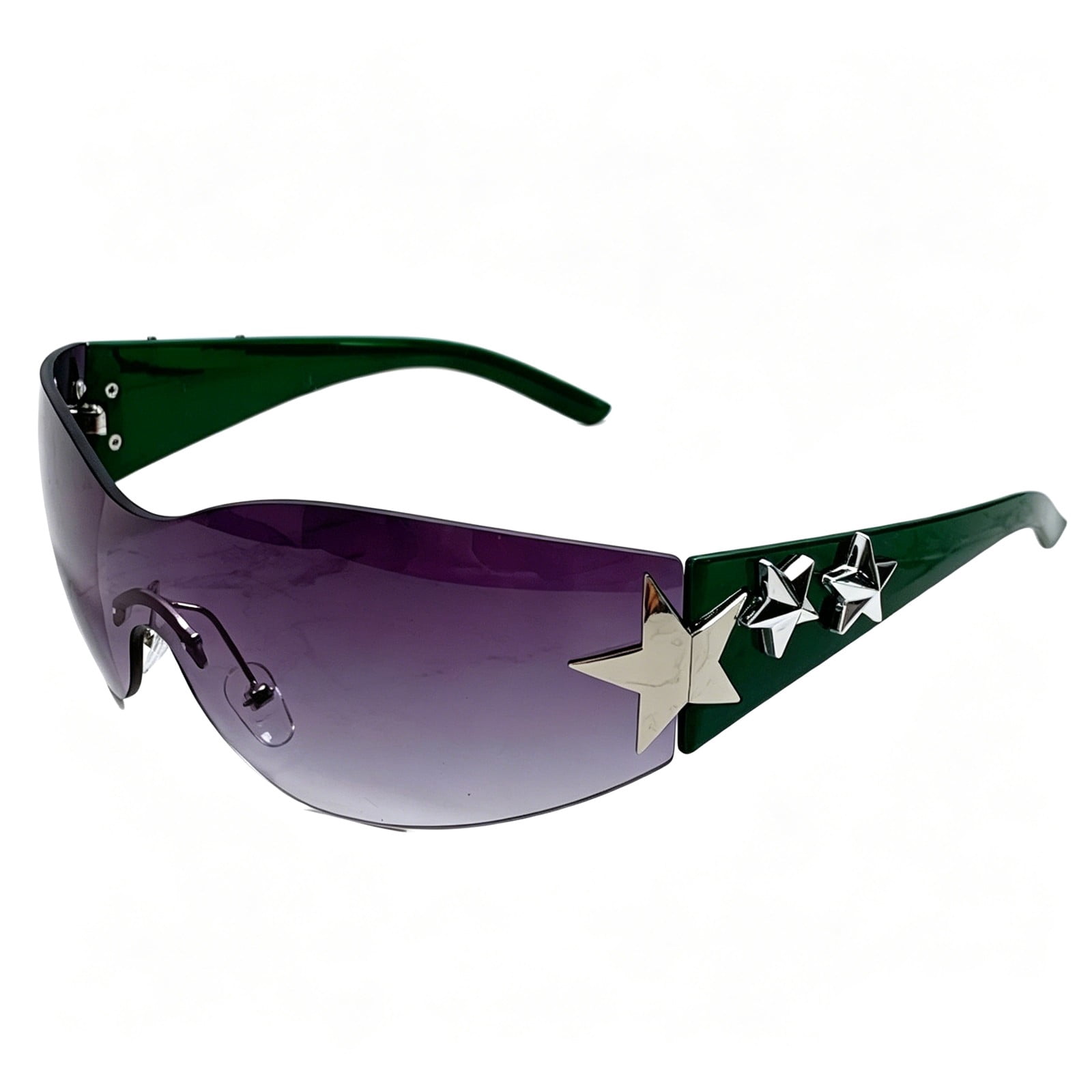 Trendy Star Decor Rimless Sunglasses, Shield-Style Sunglasses with ...
