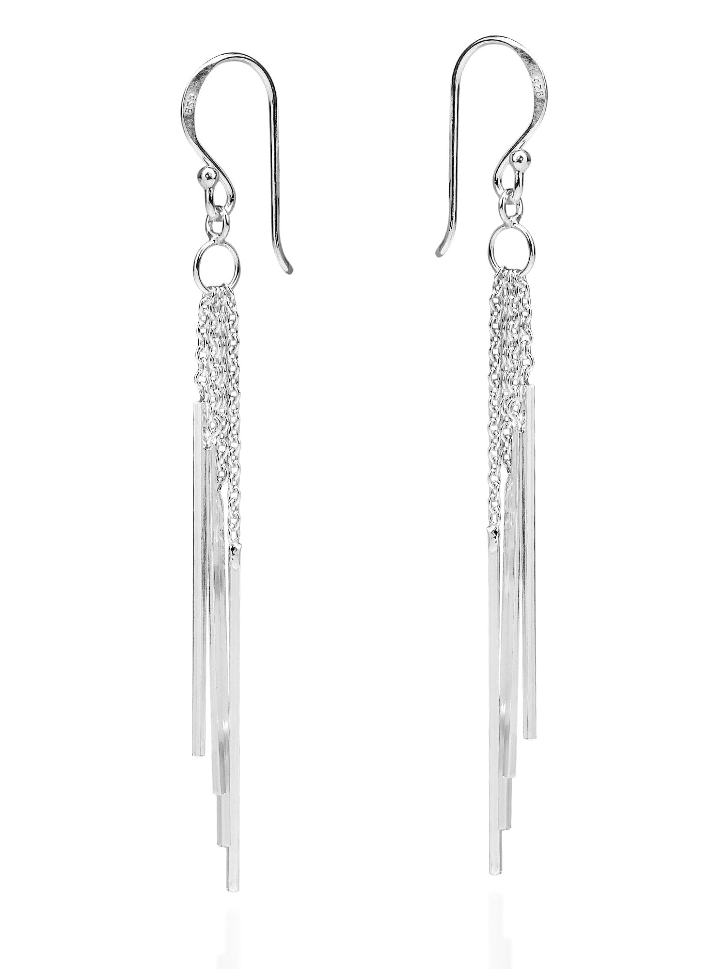 Trendy Stranded Stick Drop .925 Sterling Silver Dangle Earrings ...