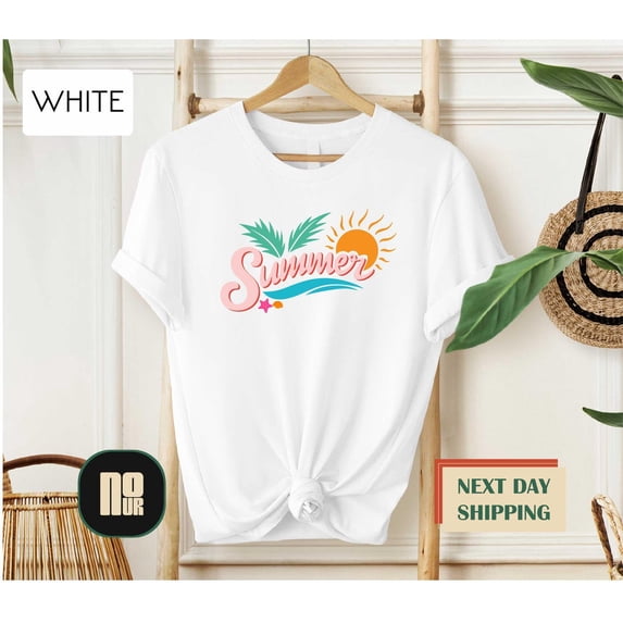 Trendy Summer Shirt, Aesthetic Beach Vibes Tee, Cute Colorful Vacation ...