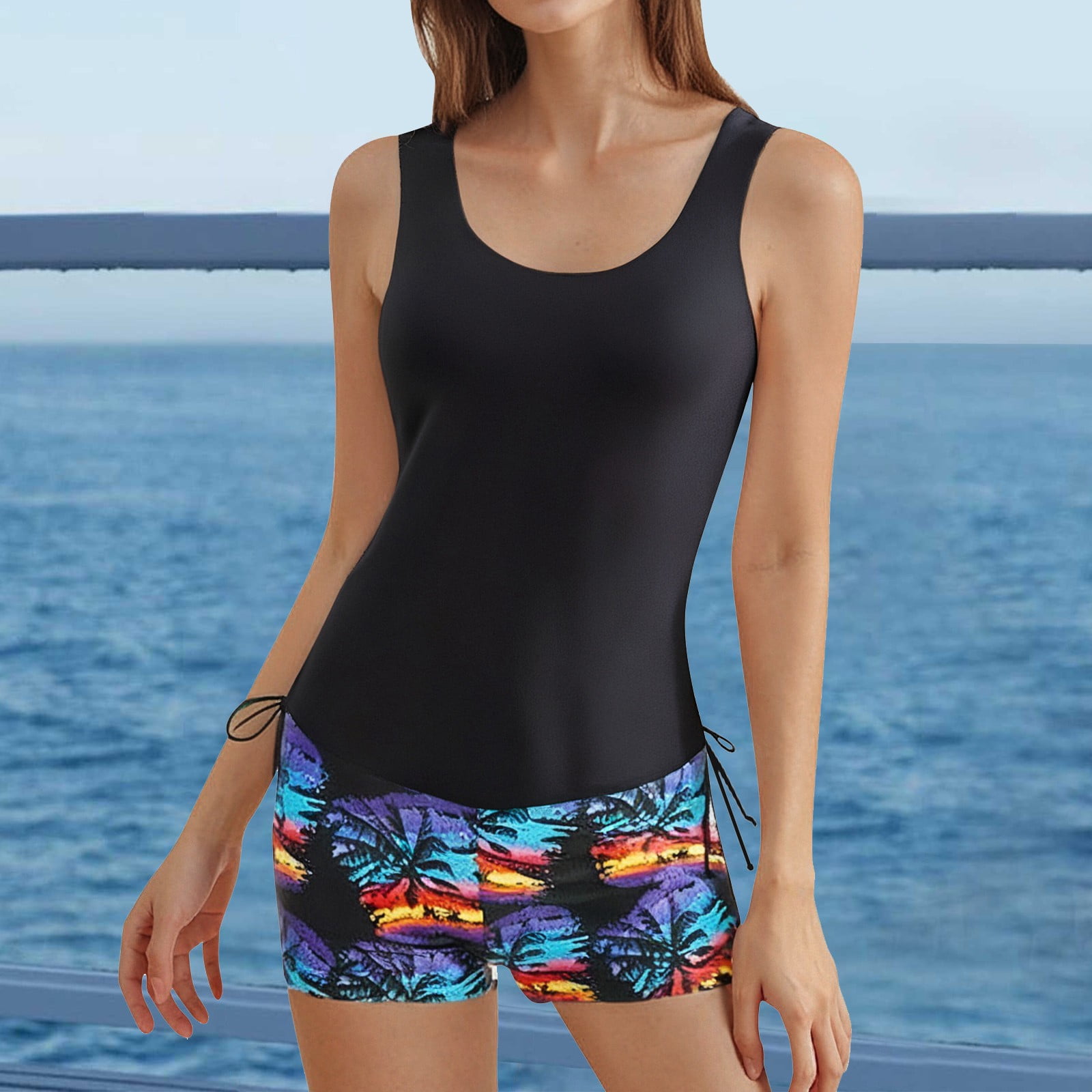 Trendy Swimwear Tankini Set For Beach And Pool Hollow Design Floral ...