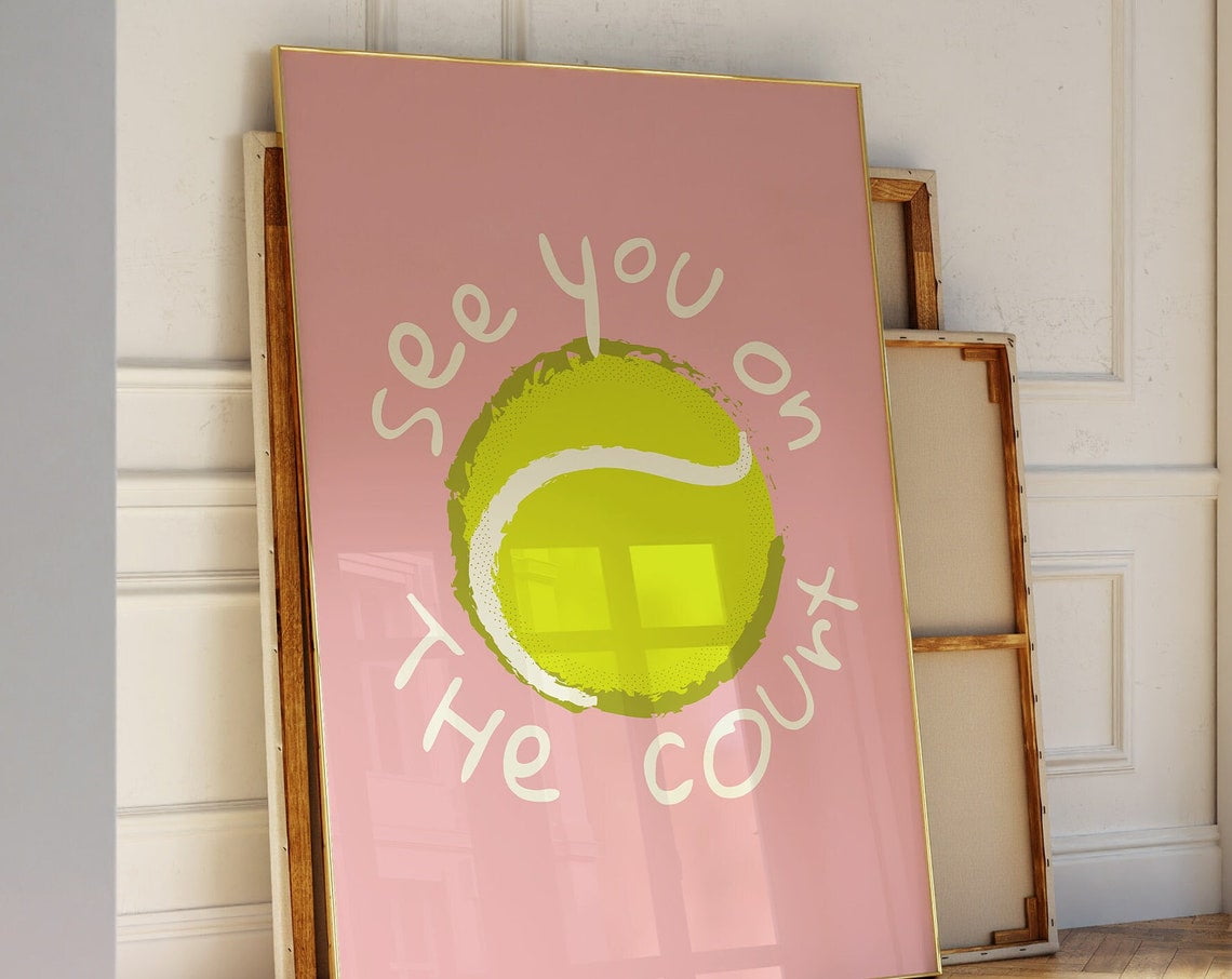 Trendy Tennis Print Country Club Aesthetic Wall Art Tennis Ball Print ...