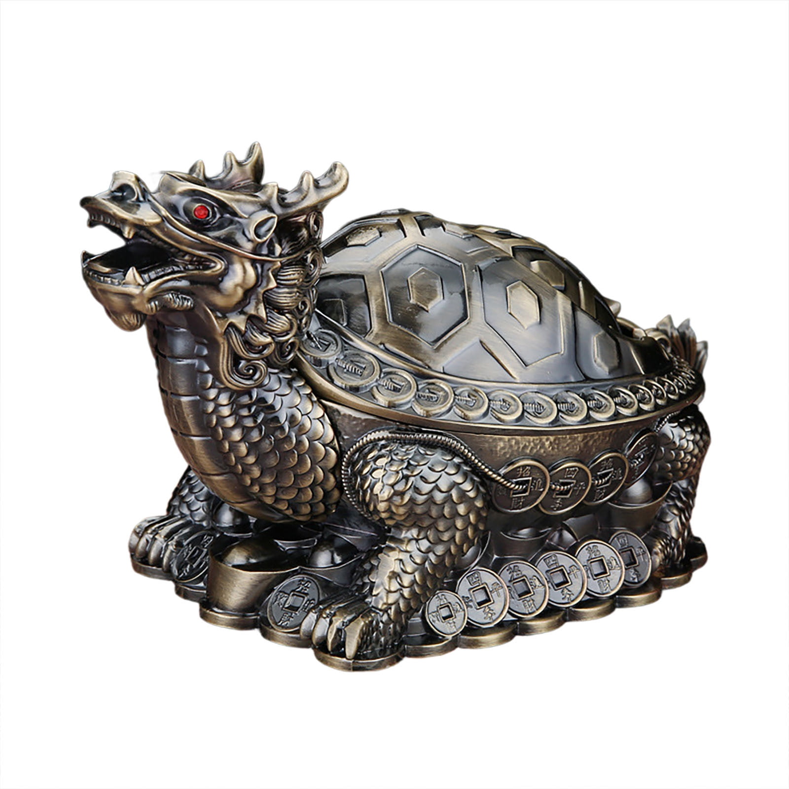 Trendy Turtle Shape Copper Plated Ashtray with Lid for Odor Prevention ...