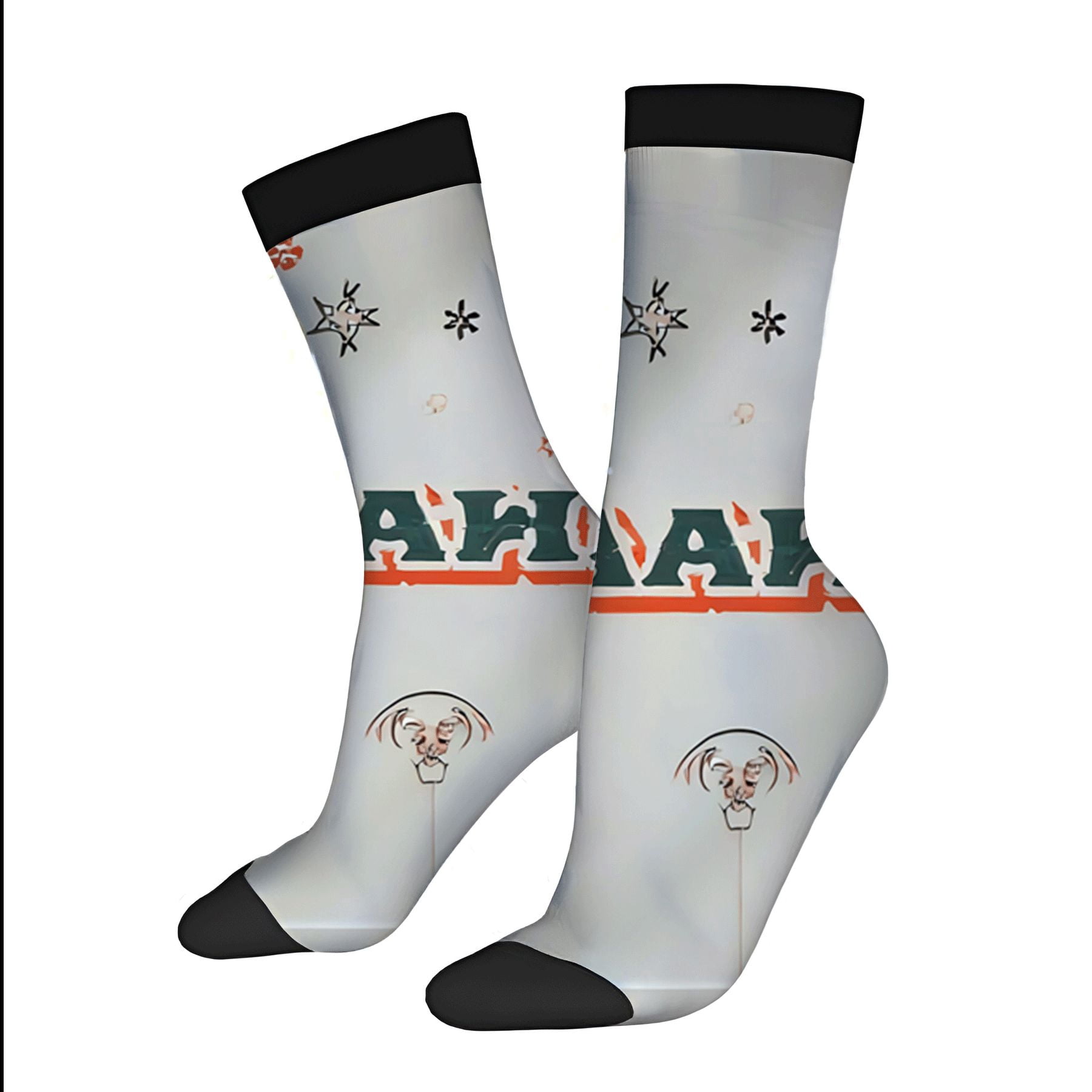 Trendy Unisex Socks - 2 Pairs Light Gray with Bold ' AHAL ' in Orange ...