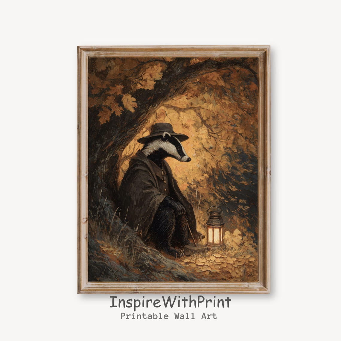 Trendy Wall Art With Badger Poster Autumn Dark Cottagecore Art, Dark ...