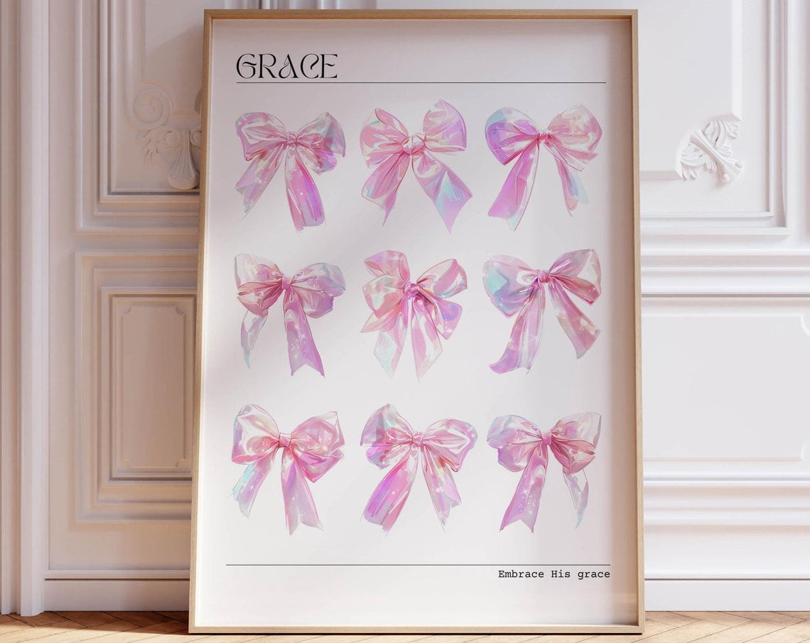 Trendy Wall Art Christian Print Bow Wall Decor, Girly Wall Art ...