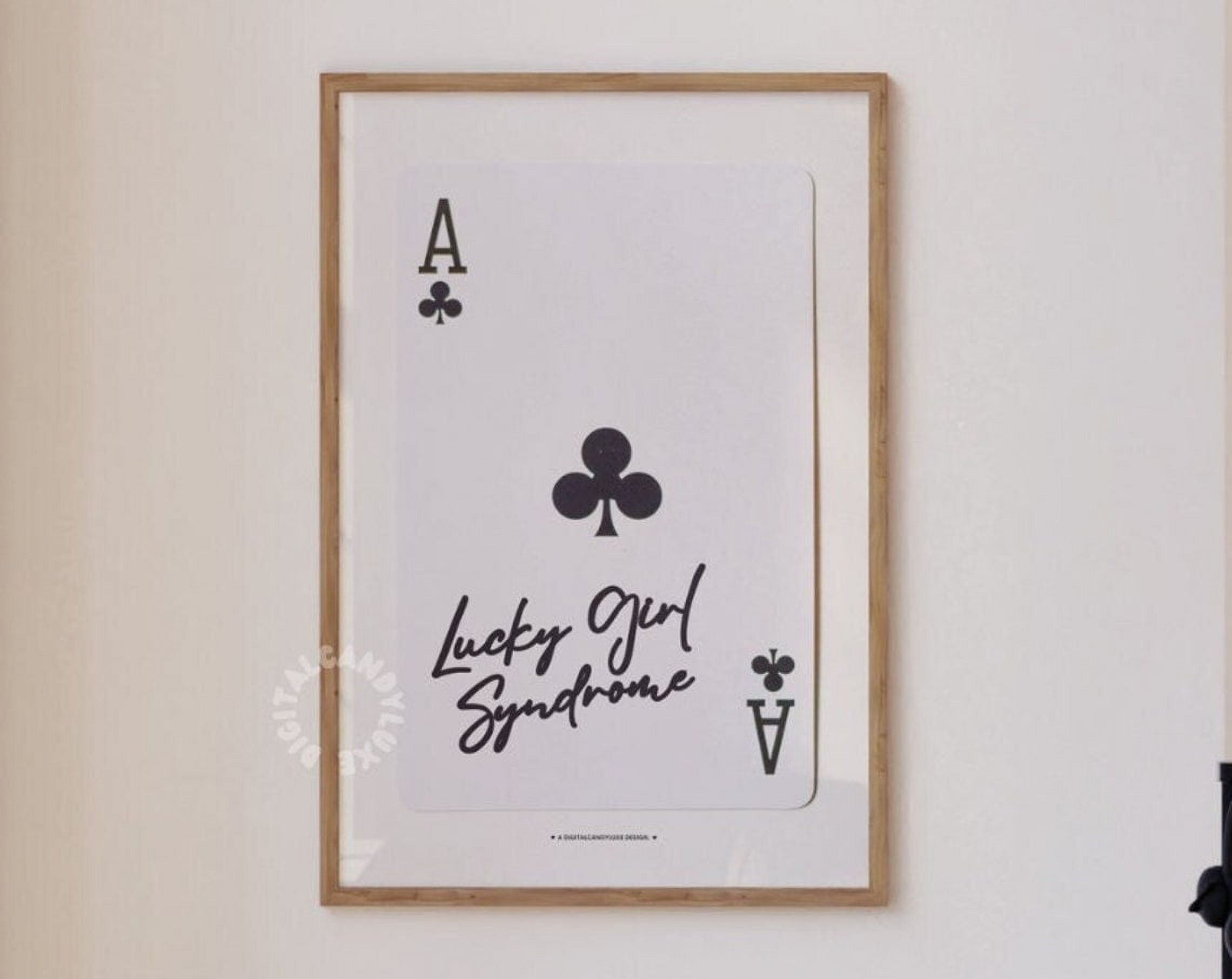 Trendy Wall Art Prints Lucky Girl Syndrome Playing Card Print Preppy Black White Gallery Wall ...
