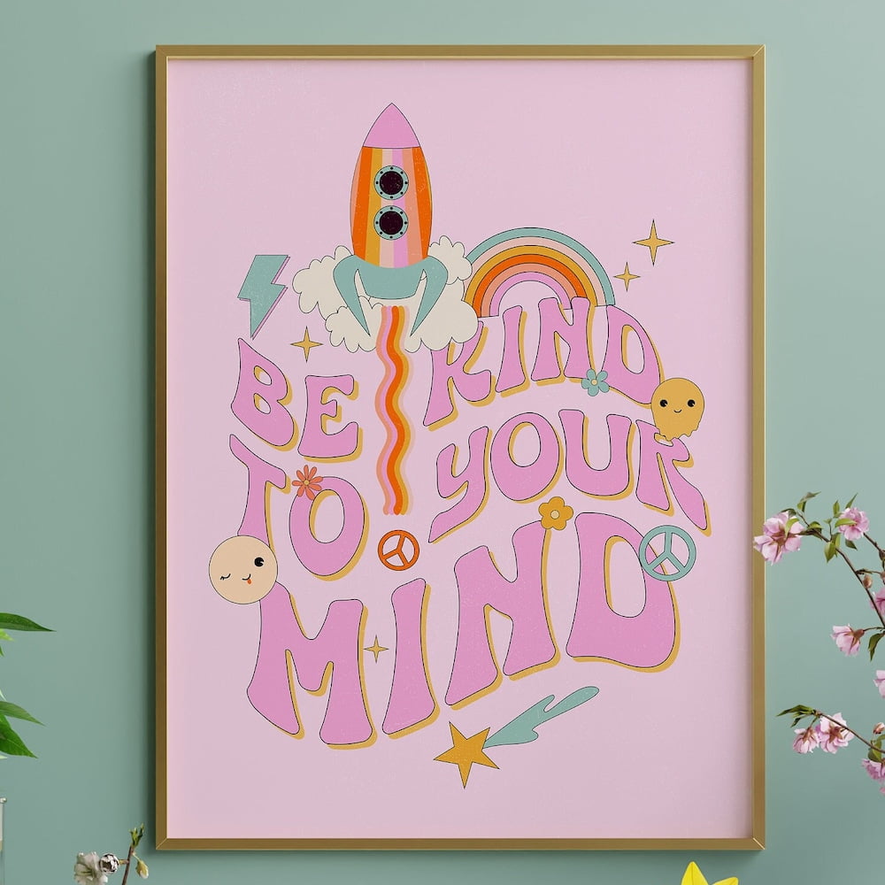Trendy Wall Art, Retro Cute Print, 70S Wall Art, Positive Quote Print ...