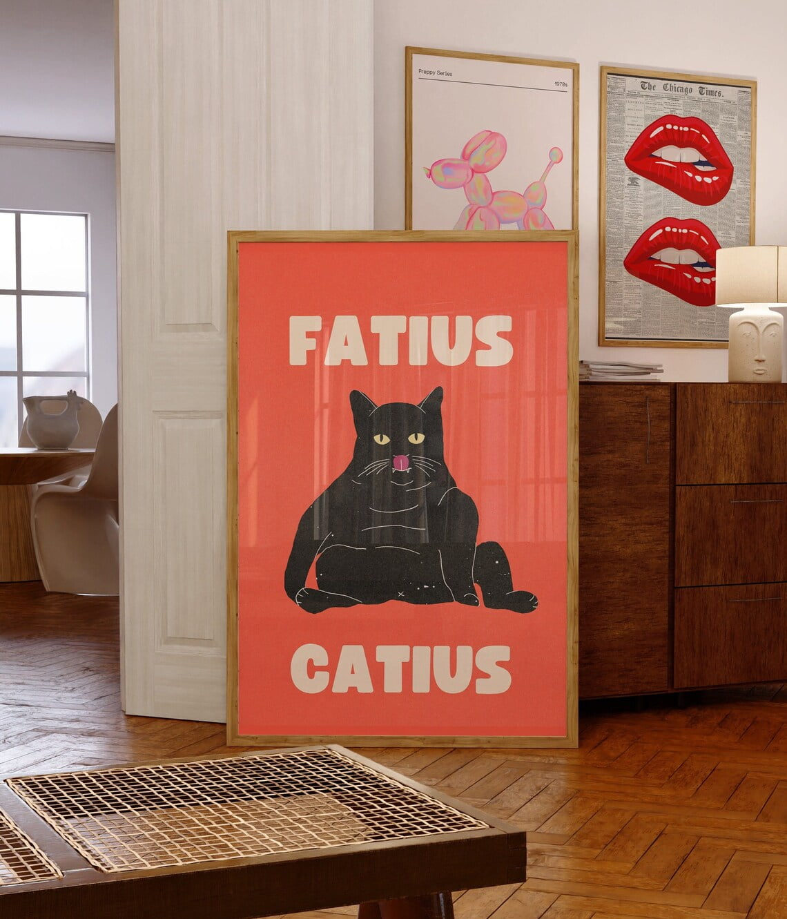 Trendy Wall Print-Black Cat Wall Art Decor-Funny Cat Poster-Cat Wall ...