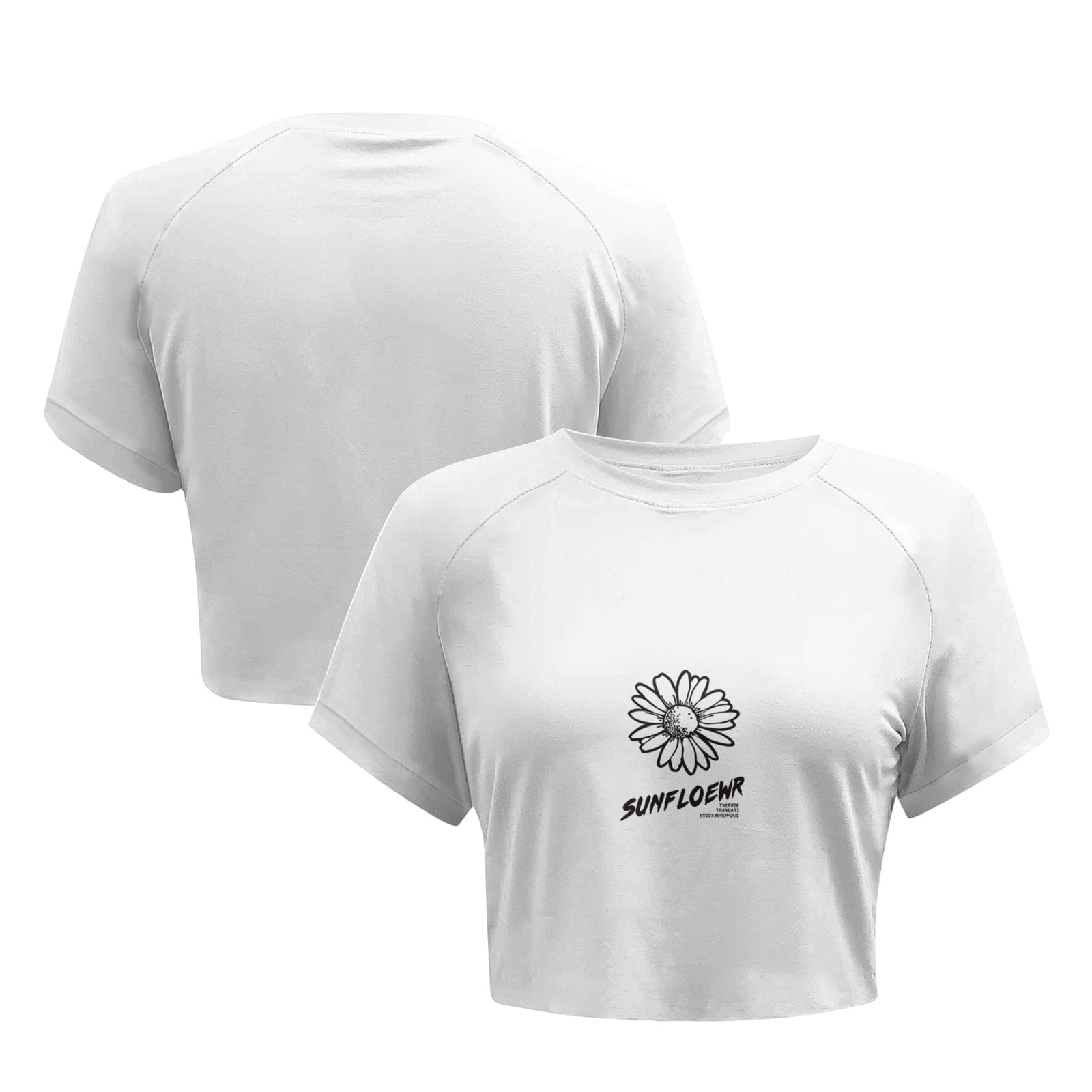 Trendy Women Crewneck Crop Top Raglan Midriff-baring Shirt – Vintage ...