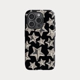 Trendy Y2K Silver Star Pattern Shiny Pop iPhone 11 12 13 14 15 16 17 ...