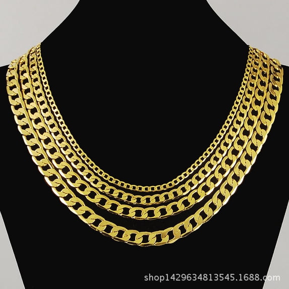 Trendy hot gold side chain men's gold necklace with multiple sizes to ...