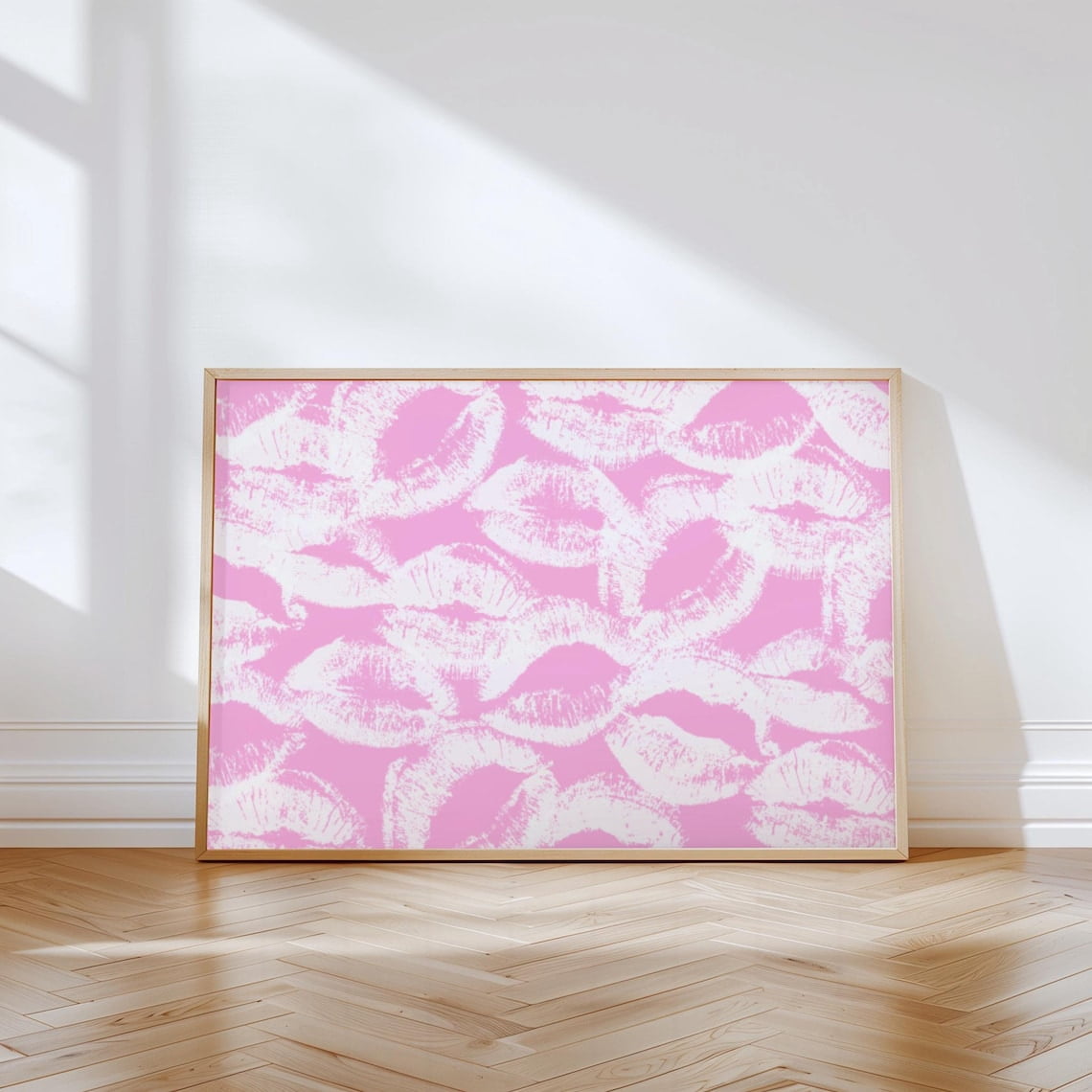 Trendy lipstick kiss Poster Y2k funky Poster Wall Art White Light Pink ...