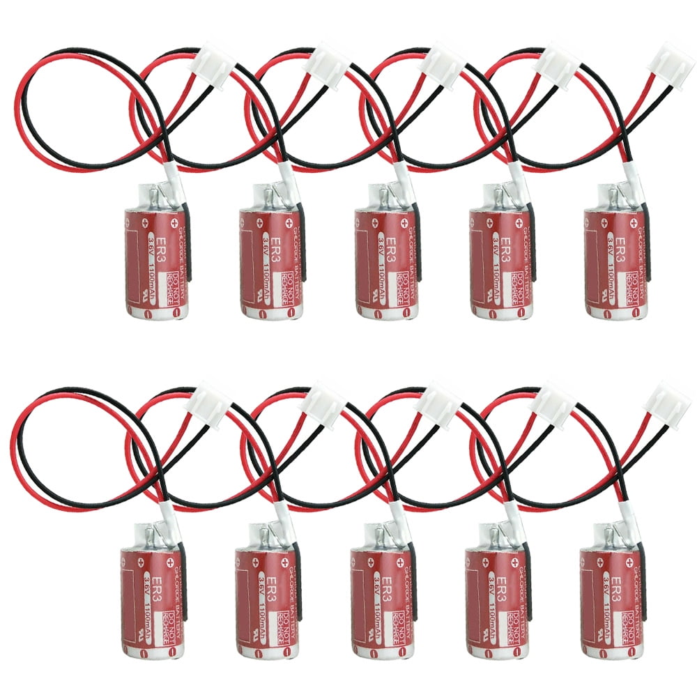 TrendyChic (10-Pack) ER3 Battery 3.6V 1100mAH Non Rechargeable Li-ion Battery with White Plug ...