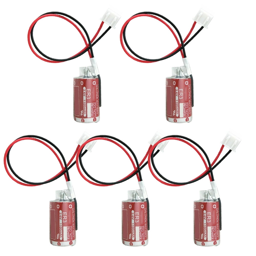 TrendyChic (5-Pack) ER3 Battery 3.6V 1100mAH Non Rechargeable Li-ion Battery with White Plug ...
