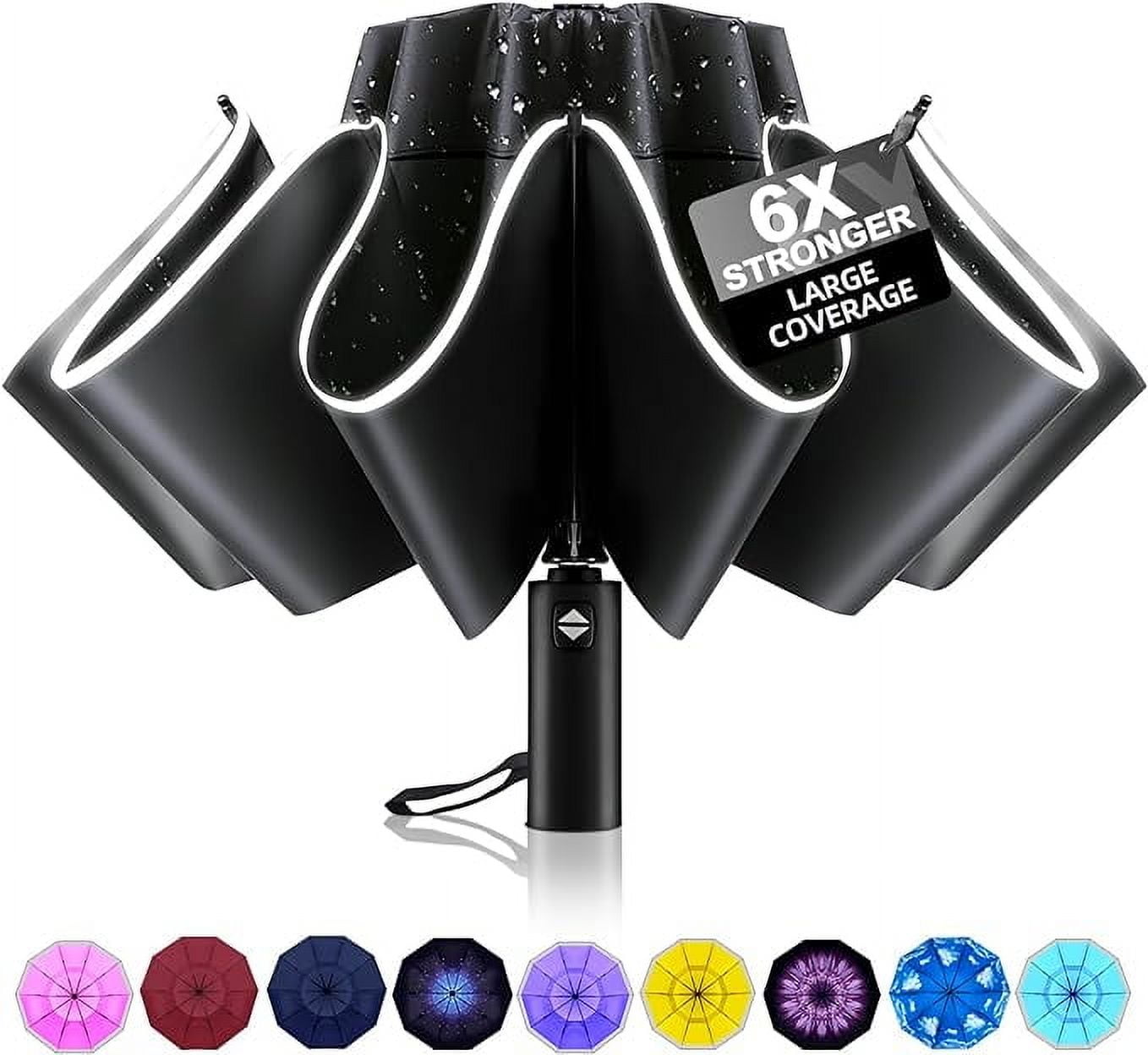 Trenovo Inverted umbrella, Windproof Travel Umbrella with Reflective ...