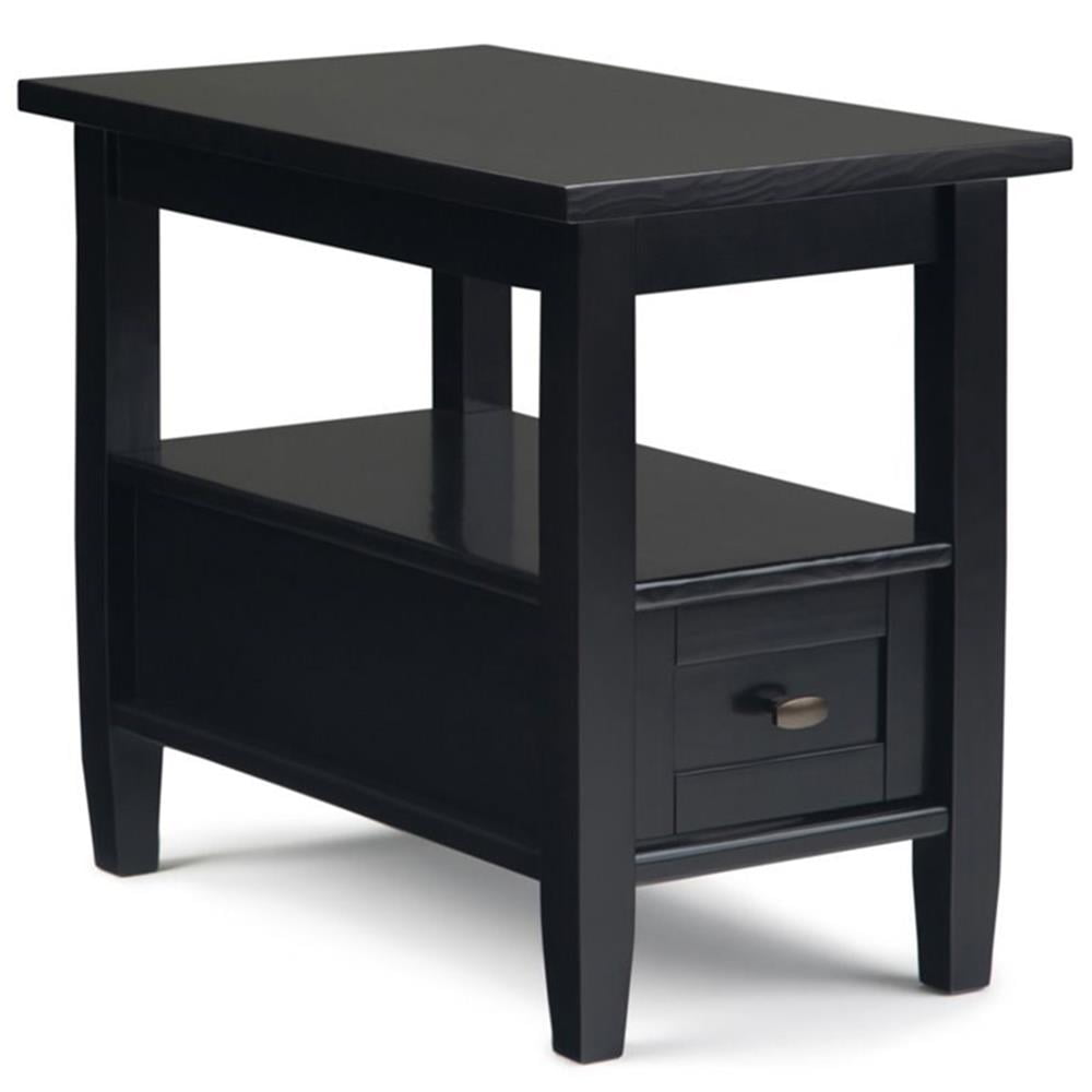 Trent Home 14" Rectangle Transitional Wood Narrow Side Table in Black ...