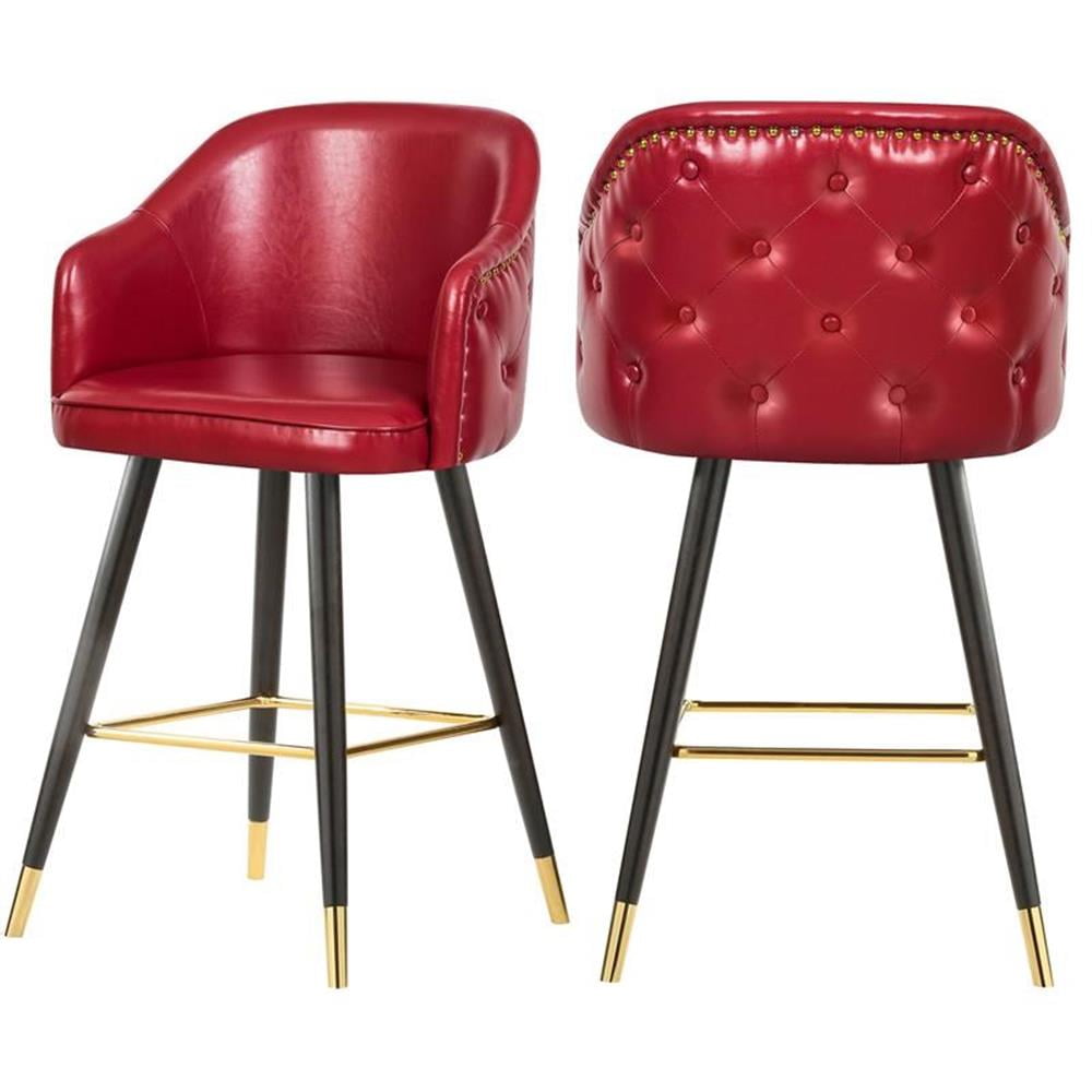 Trent Home 27.9" Contemporary Faux Leather Counter Stool in Red (Set of ...